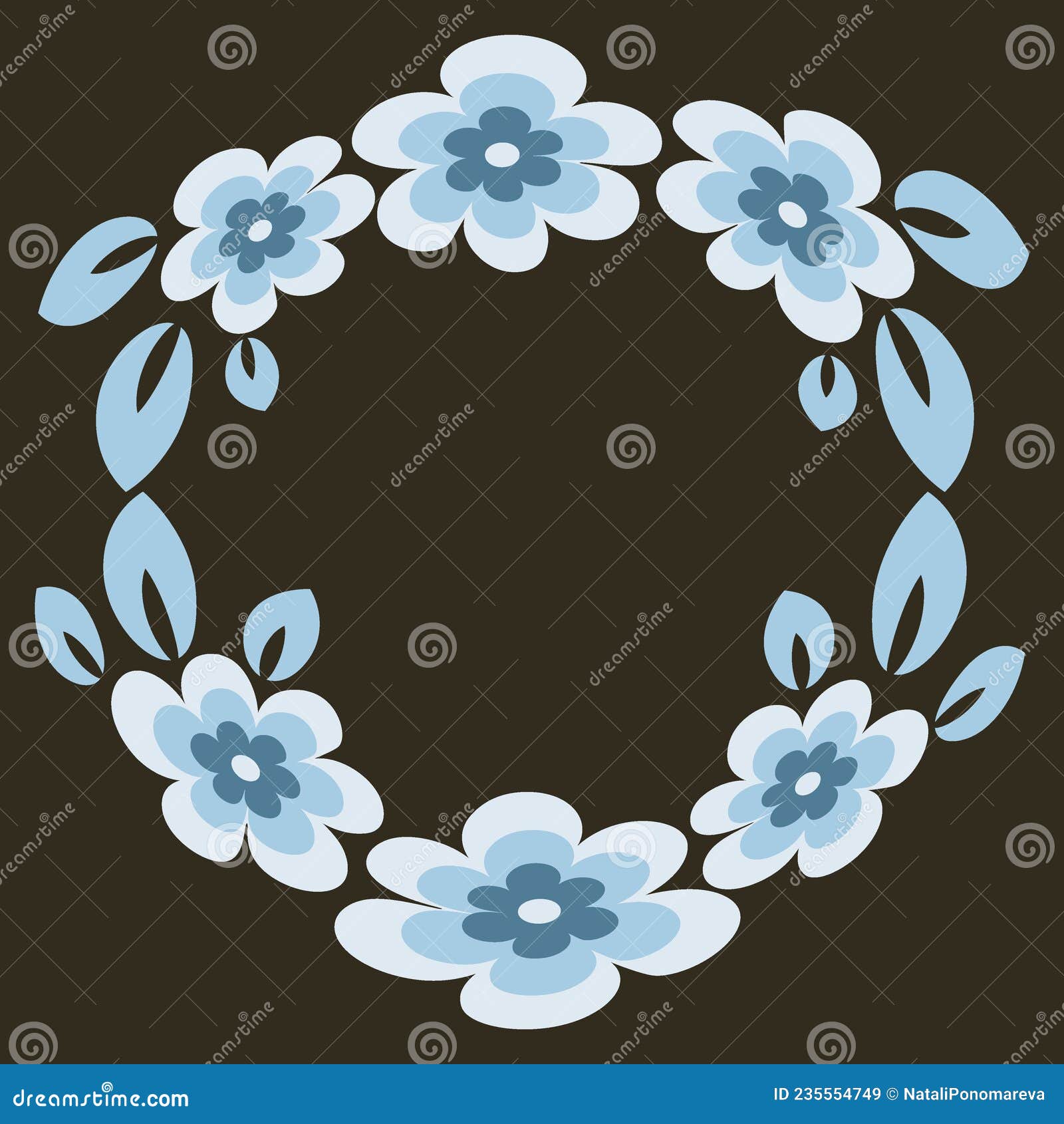 Illustration - Round Frame or Wreath on a Square Background - Stylized ...