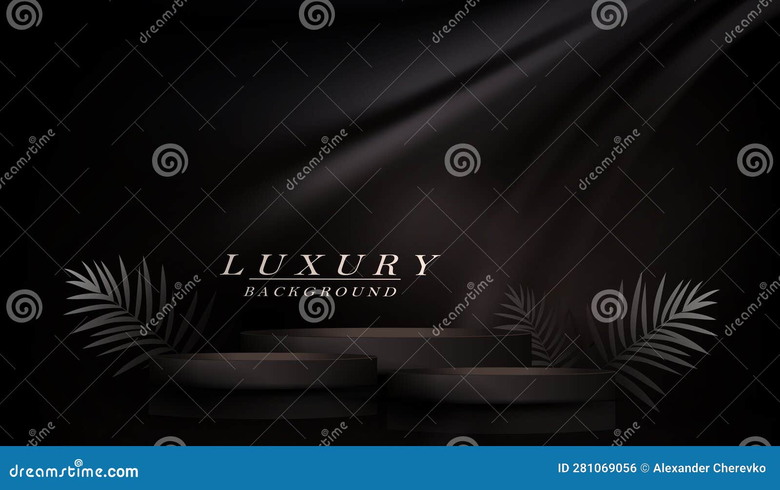 Illustration with a Round Scene, Silhouette of Leaves on a Dark ...