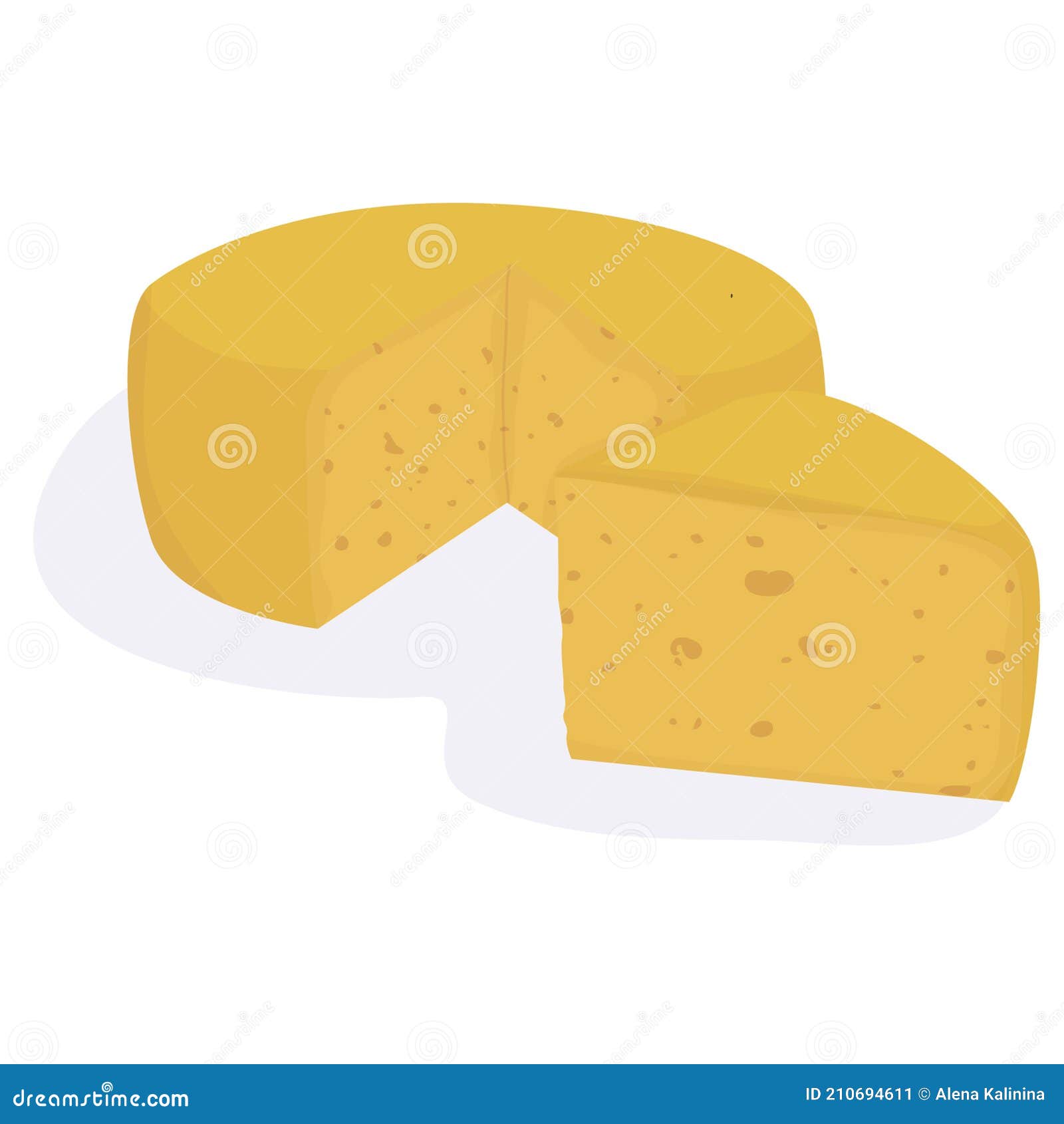 Illustration of a Round Shape Hard Cheese. Sectional Cheese. the ...