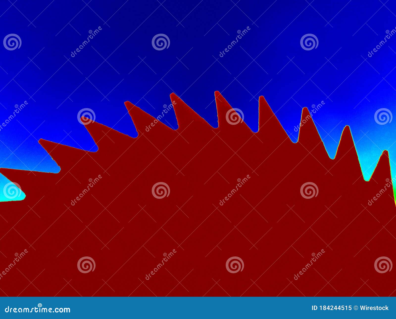 Illustration of a Round Spiky Red Shape Isolated on a Blue Background ...