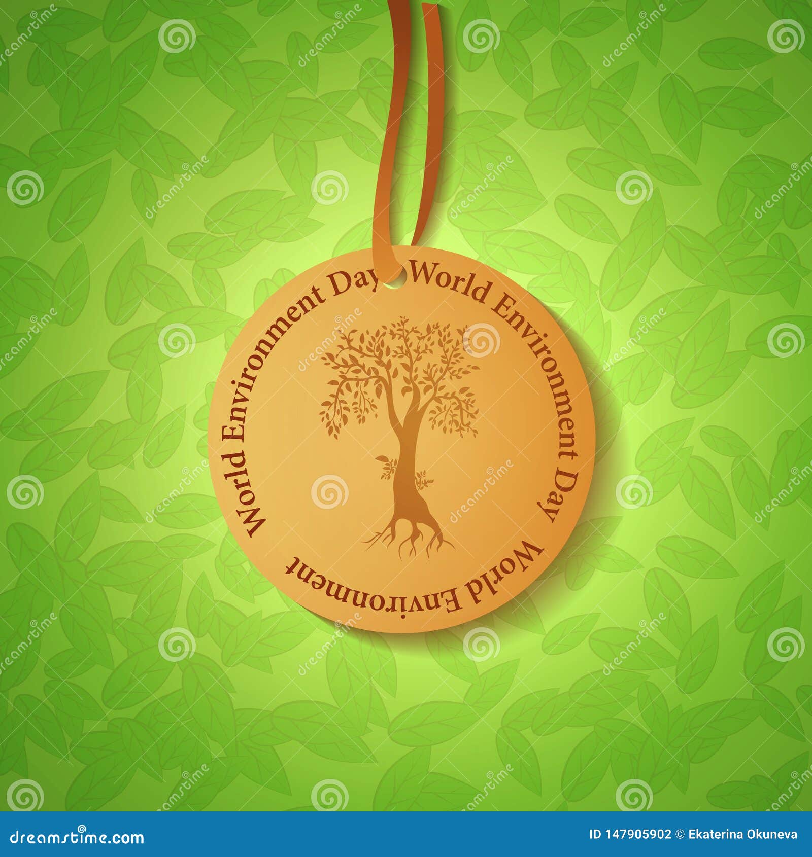 Illustration of Round Tag with a Tree and Title. Stock Vector ...