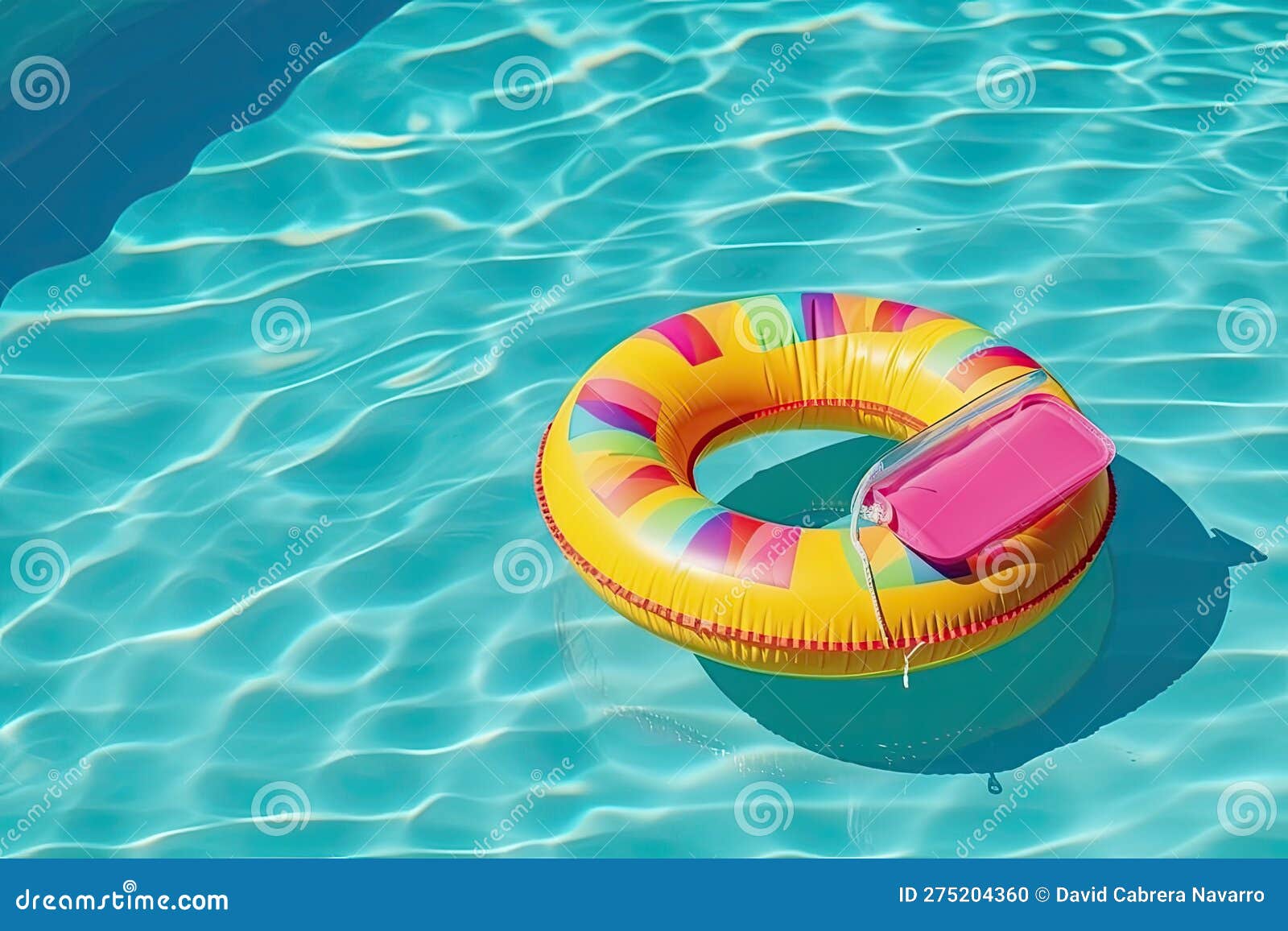 Illustration of a Round and Yellow Float in a Pool of Blue Water. Ai ...