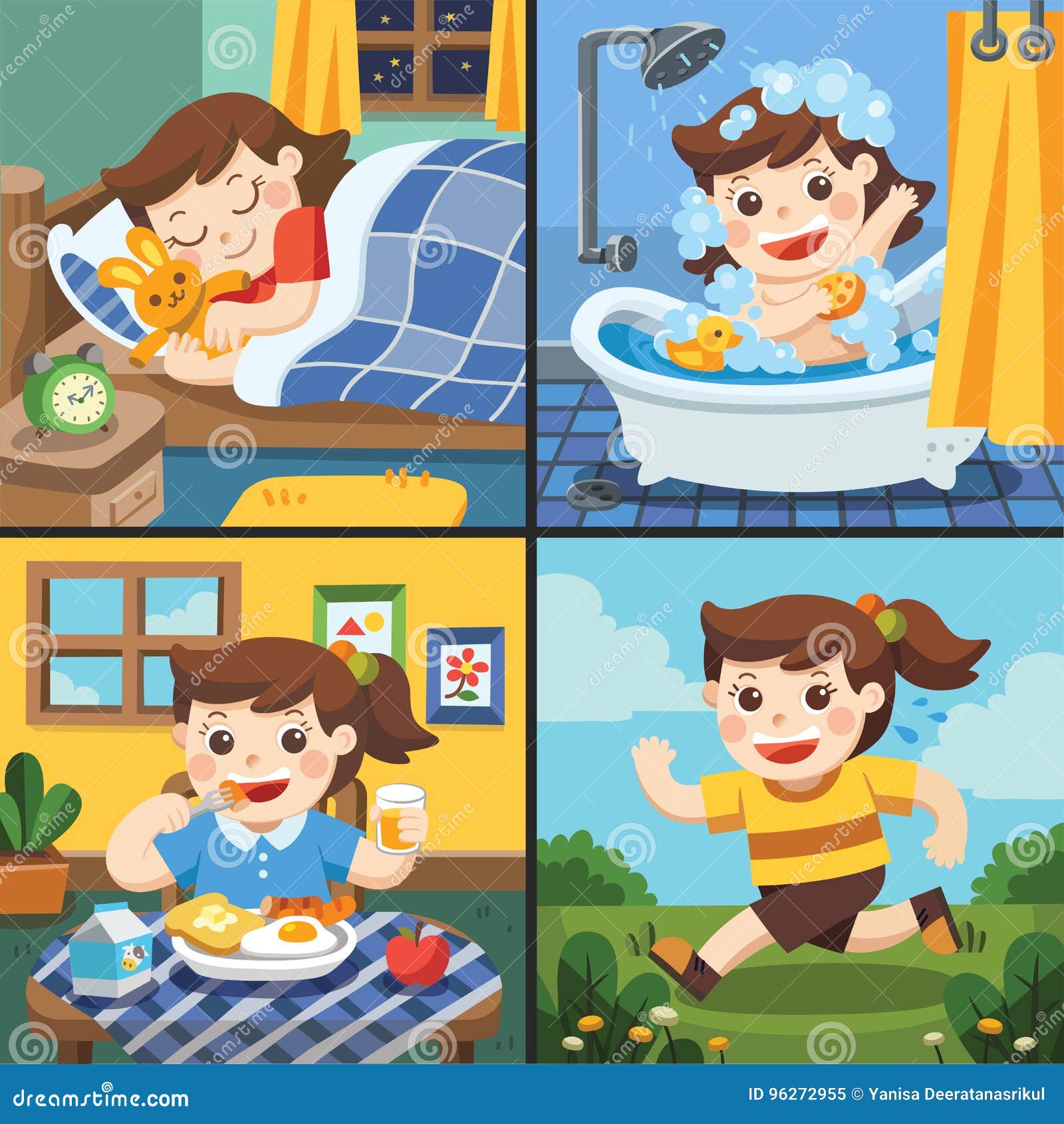 The Daily Routine. Cartoon Vector | CartoonDealer.com #79738603