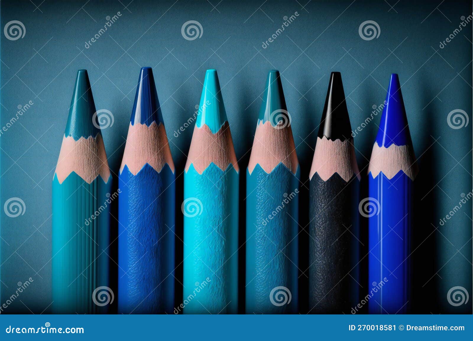 A Row of Different Blue Crayons on Blue Background, Abstract, Colors ...