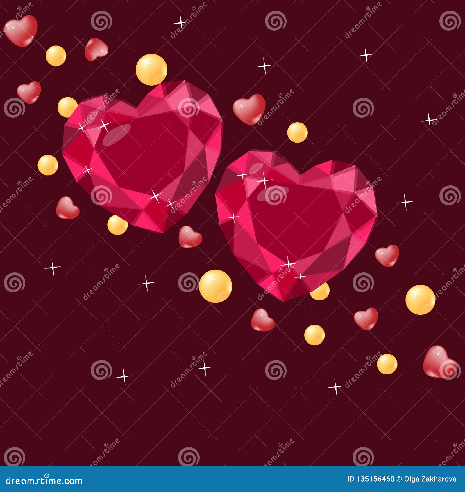 Illustration of Ruby Heart Shaped Valentine`s Day Vector. Gift ...