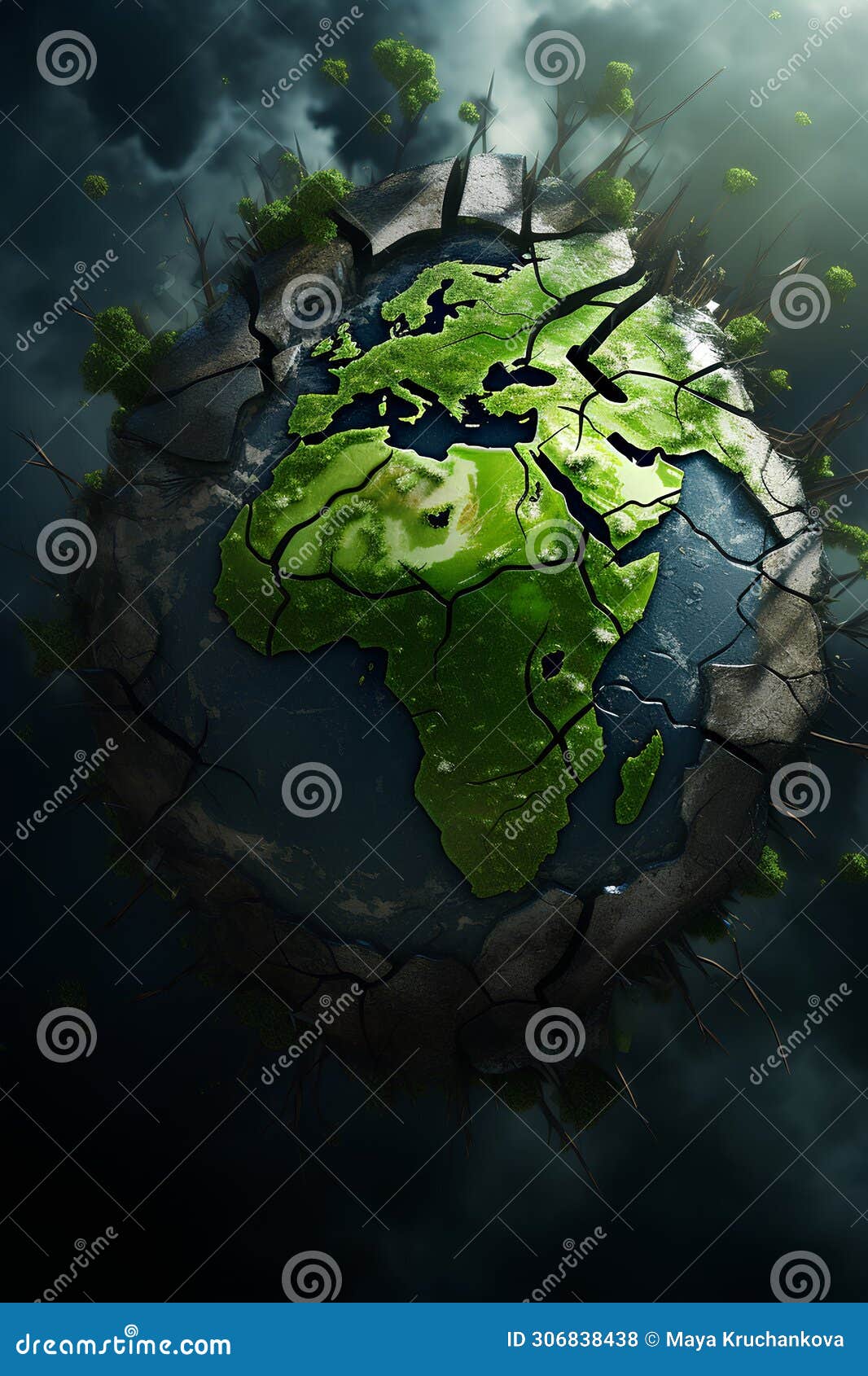 Illustration of Ruined Earth because of Ecological Problems Stock ...