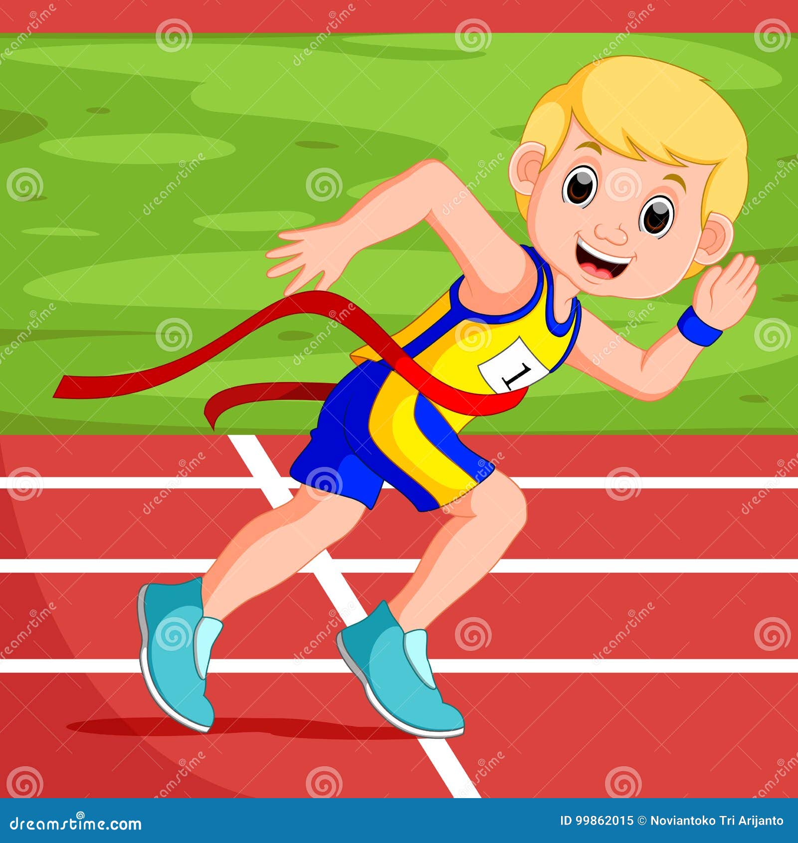 Runner man winning a race stock vector. Illustration of race - 99862015
