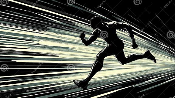 Illustration of a Runner in Motion Surrounded by Lines Creating the ...