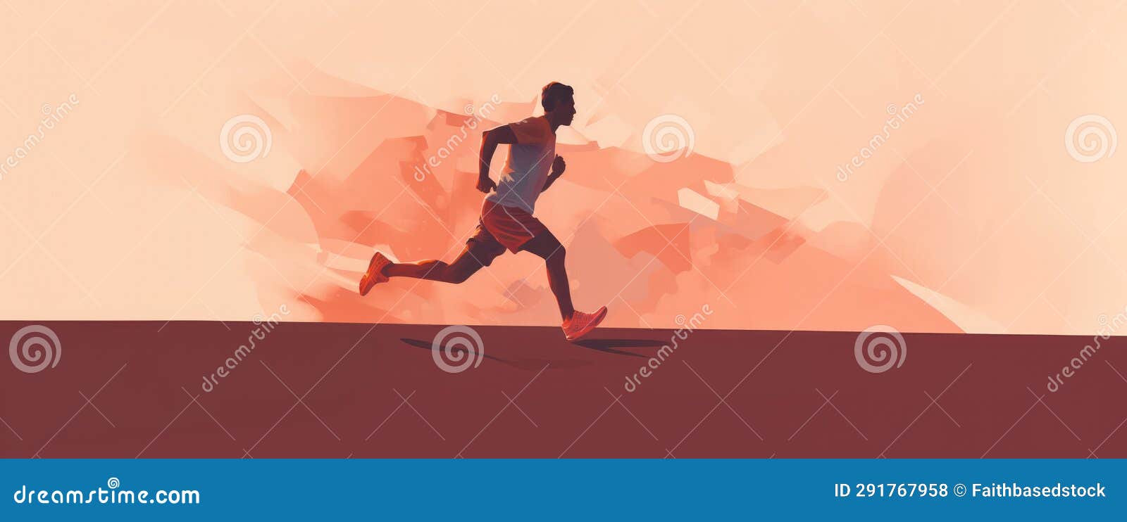 Illustration of Runner on Orange Background, Motion Blur Stock ...
