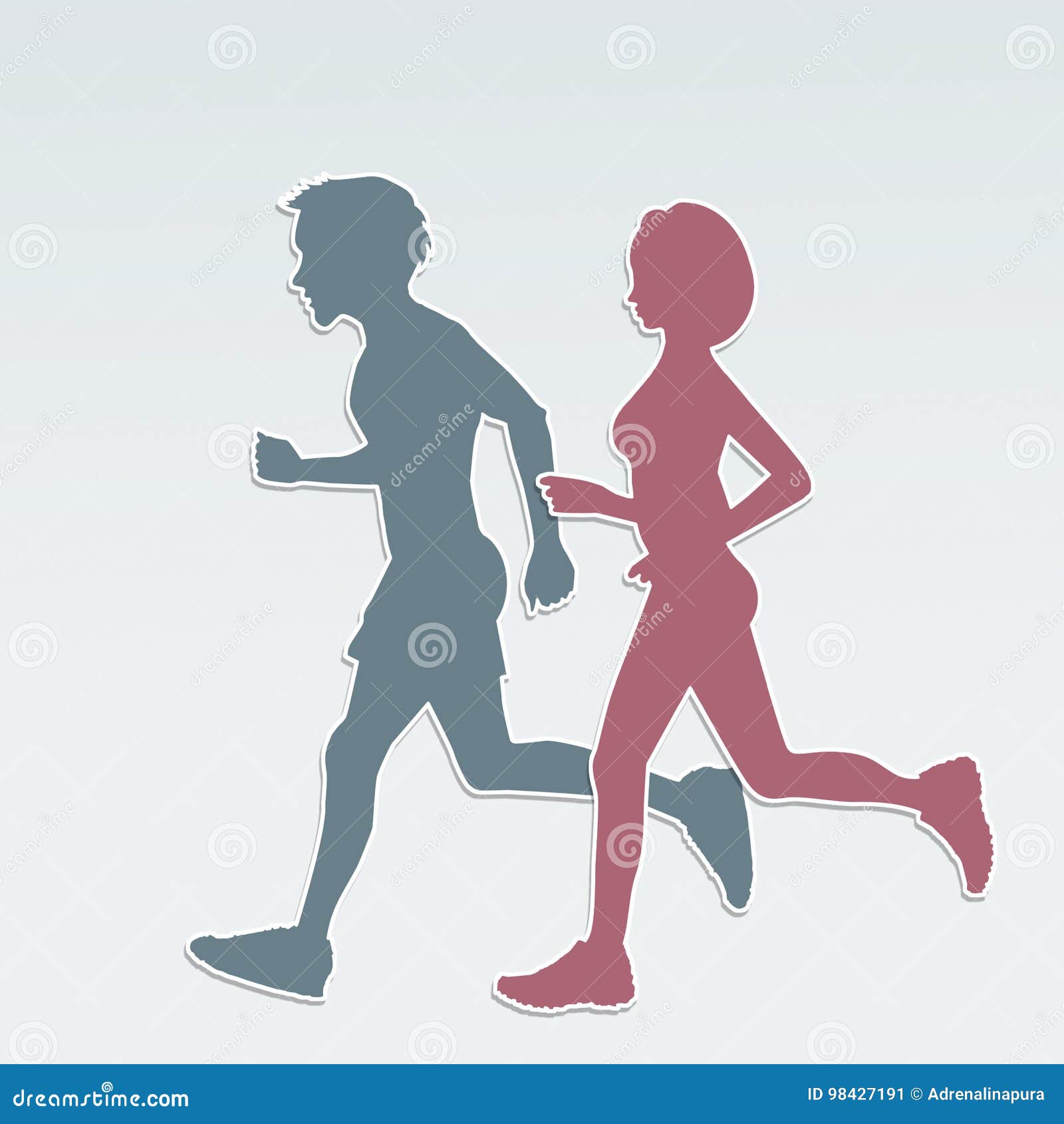 Running couple stock illustration. Illustration of joyful - 98427191
