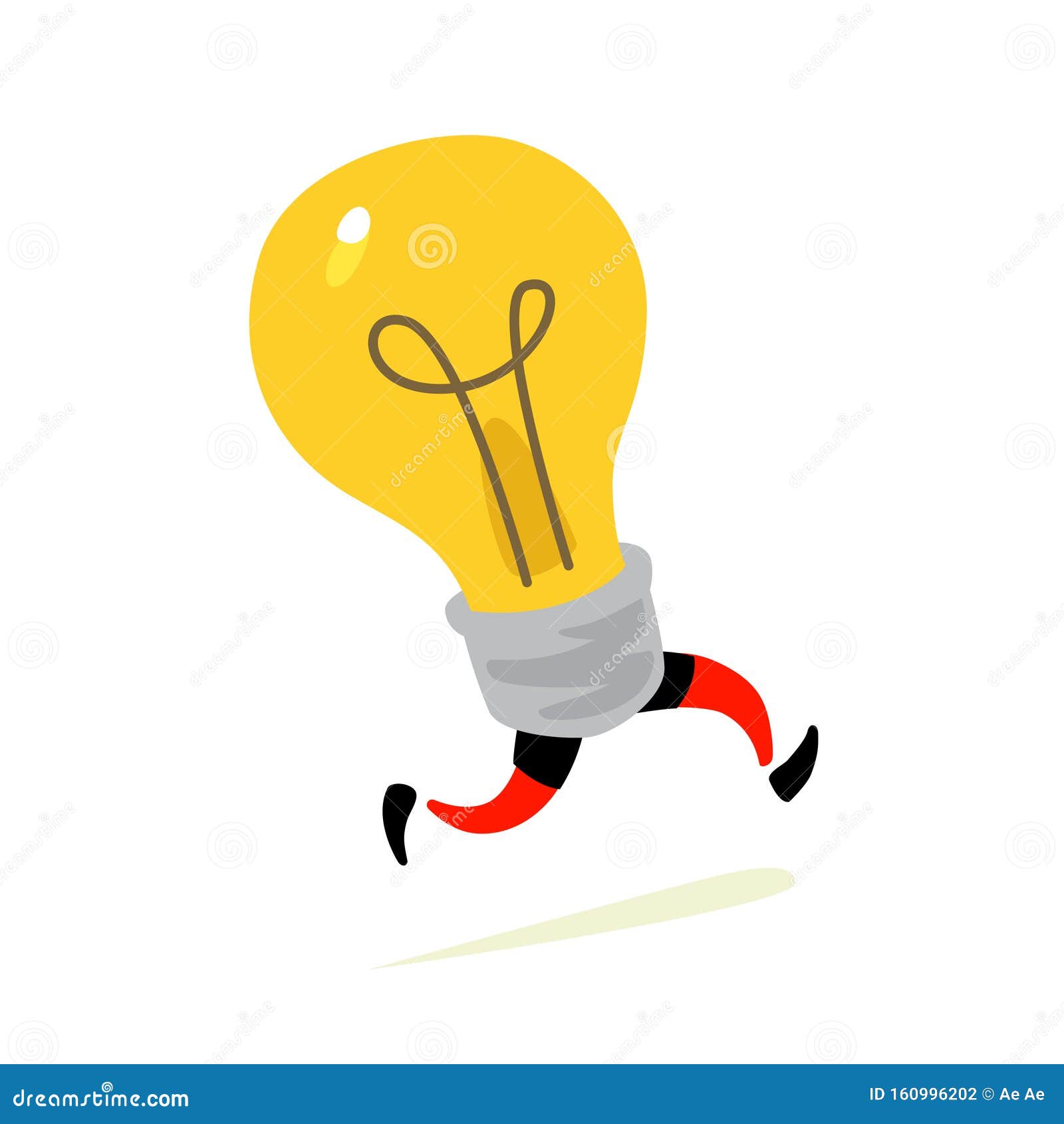 Illustration of a Running Light Bulb. Vector. Character Icon of a ...