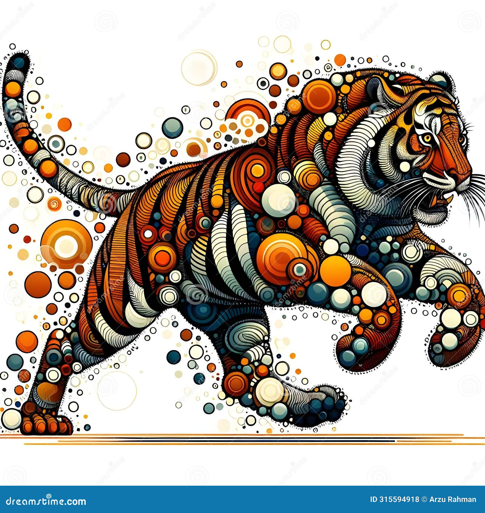 Running Tiger from Circles. Co Stock Illustration - Illustration of ...