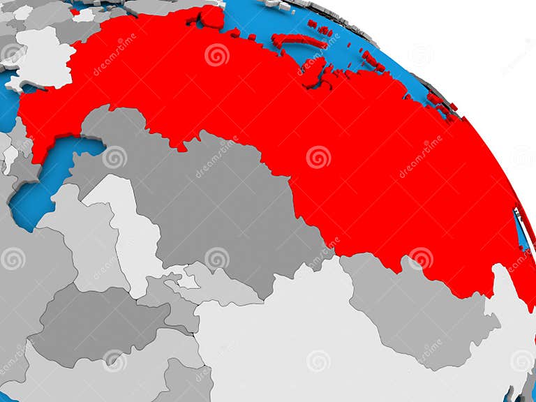 Russia in red on map stock illustration. Illustration of federation ...