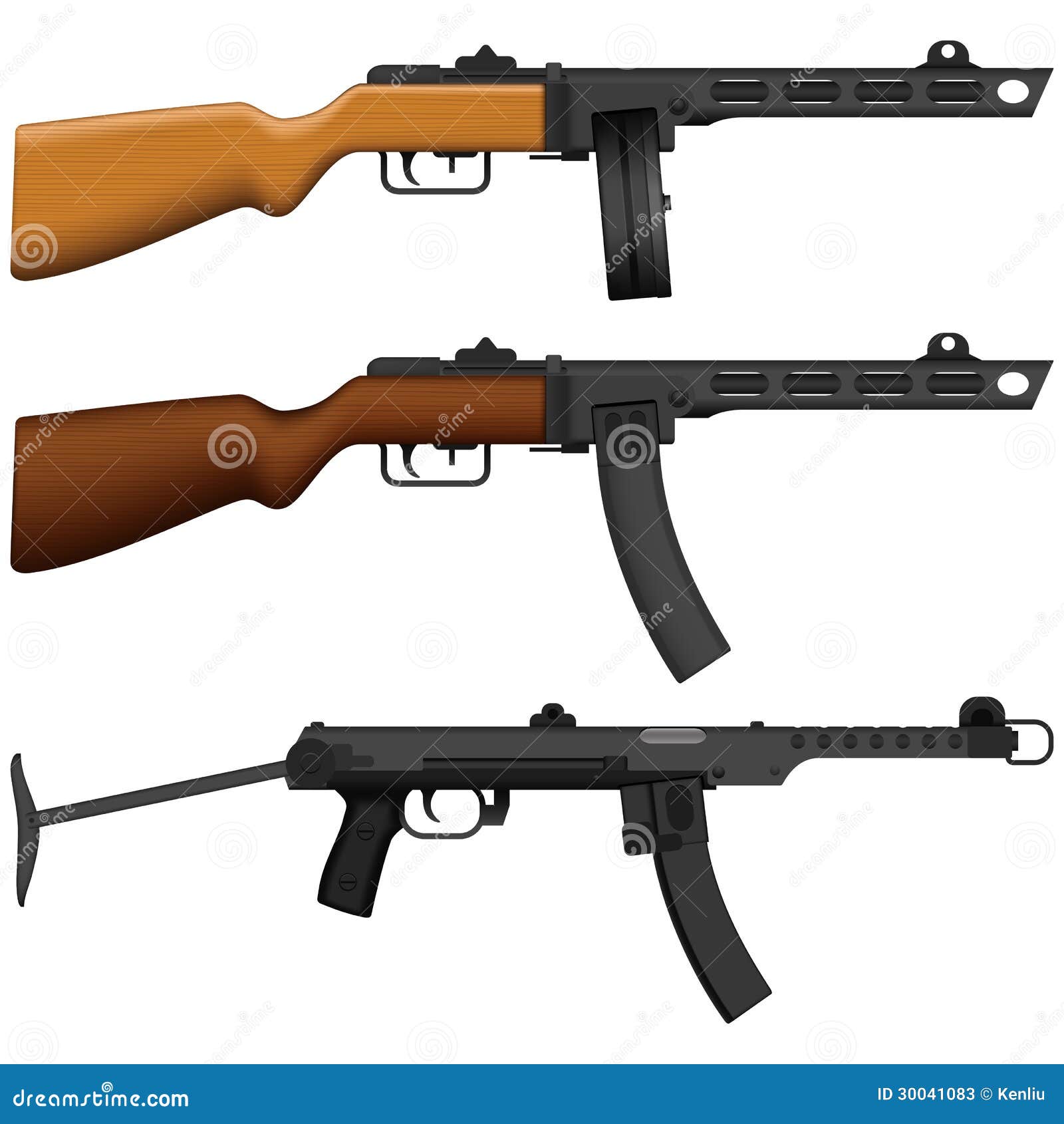 Machine Pistol And Revolver. Vector Illustration | CartoonDealer.com ...