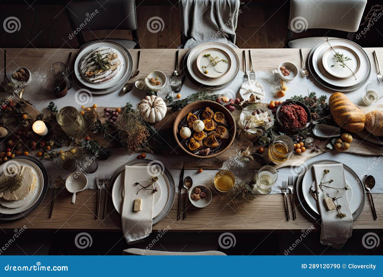 Illustration of a Rustic Fall Meal or Feast Stock Illustration ...