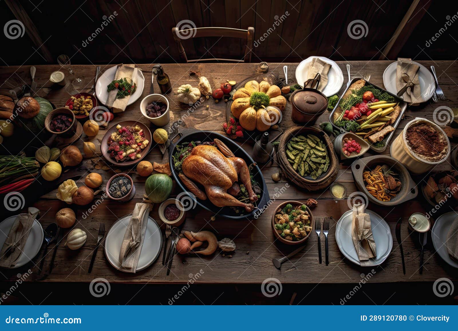 Illustration of a Rustic Fall Meal on a Wooden Table Stock Illustration ...