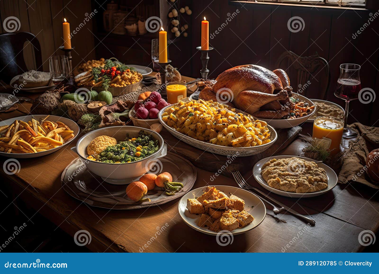 Illustration of a Rustic Fall Meal on a Wooden Table Stock Illustration ...