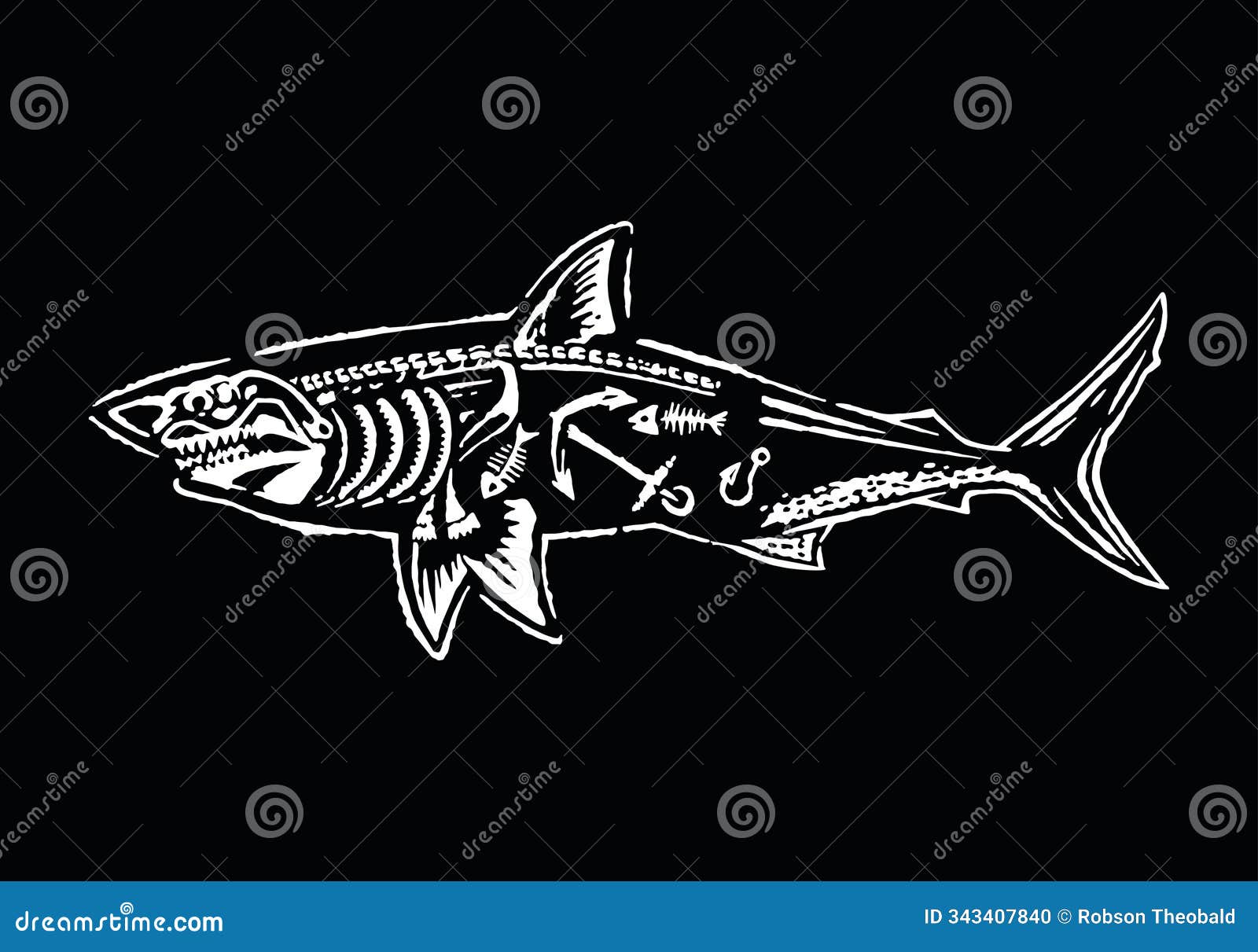 X-ray shark stock illustration. Illustration of danger - 343407840