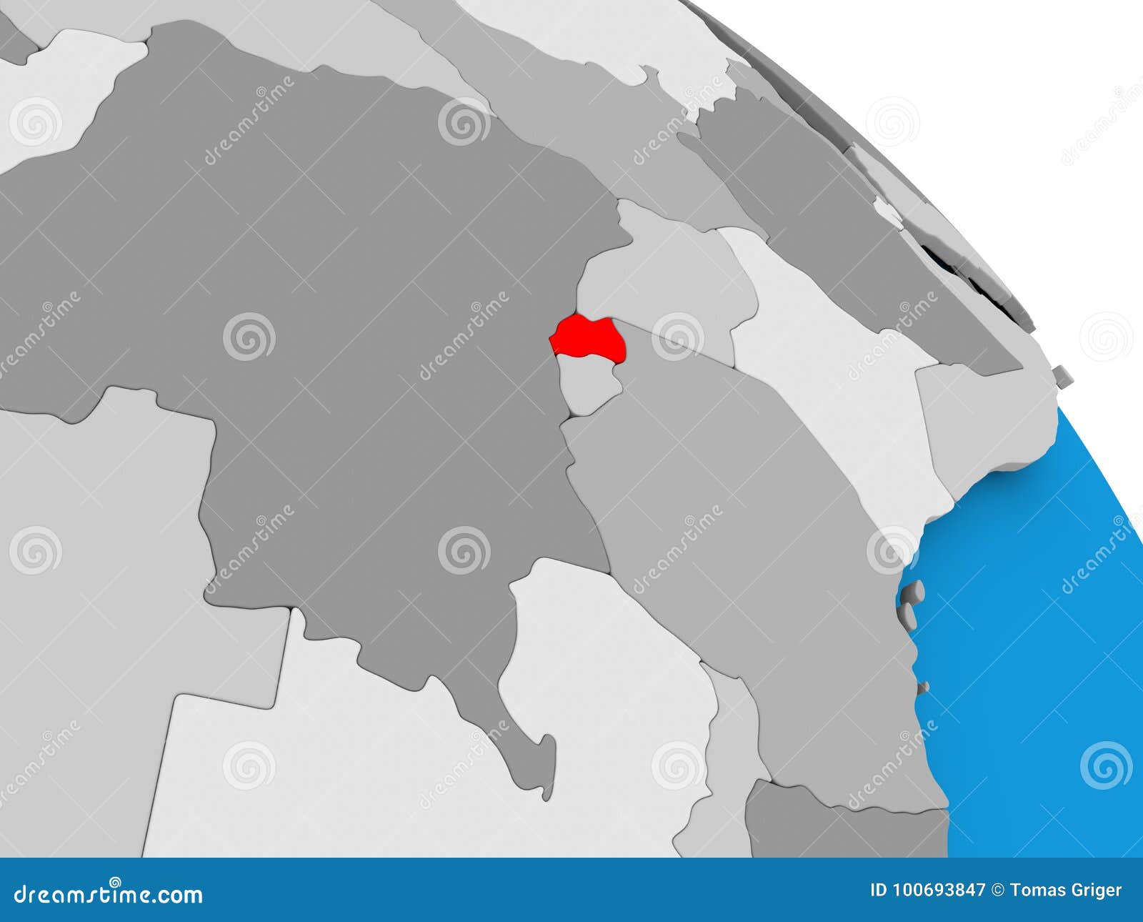 Rwanda in red on map stock illustration. Illustration of symbol - 100693847