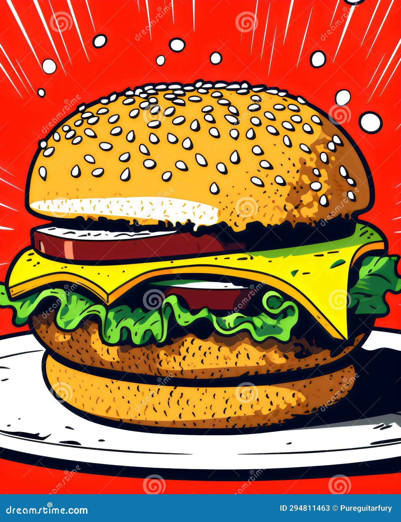 Pop Art Hamburger stock illustration. Illustration of food - 294811463