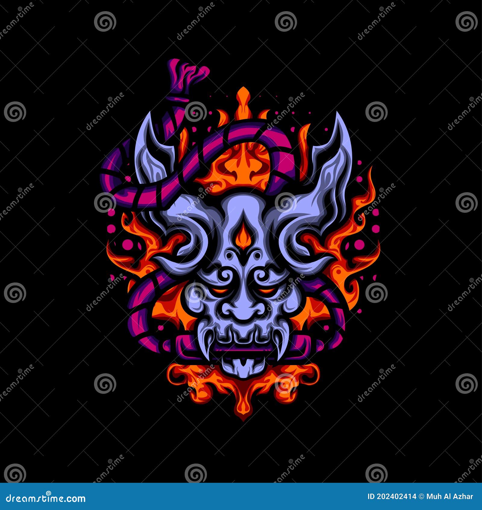 Illustration Sacred Fire Devil Stock Vector - Illustration of vector ...