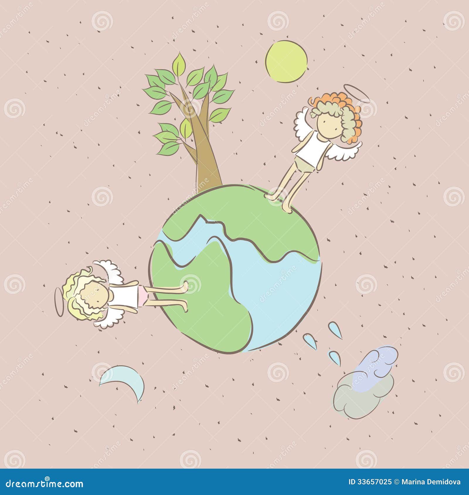 Illustration of sad angels stock vector. Illustration of green - 33657025