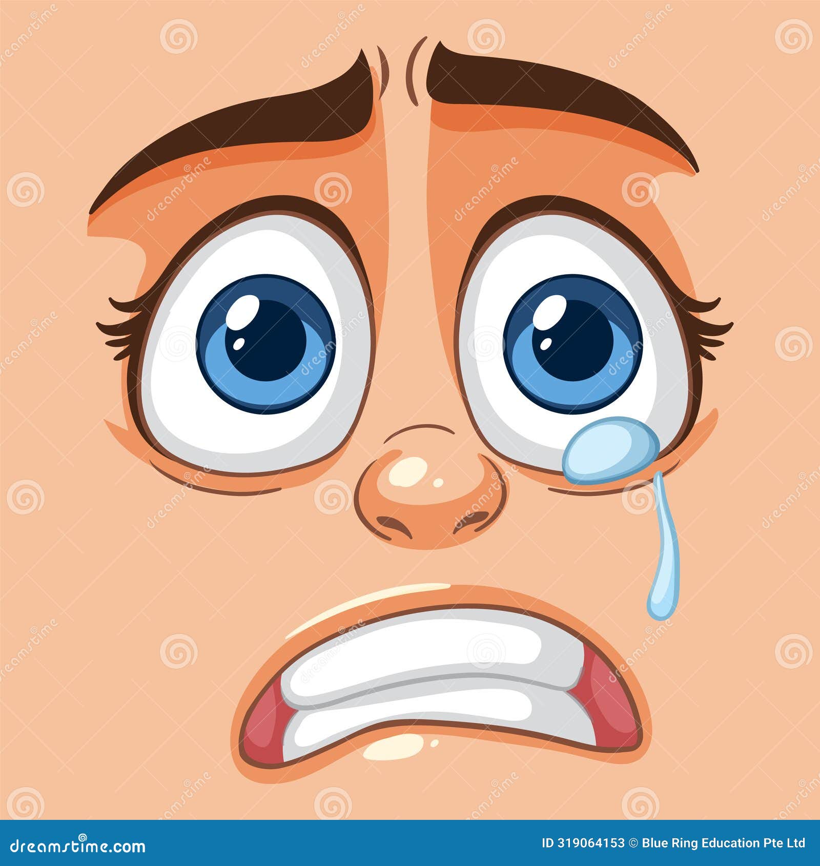 Sad Crying Face - Cute Cartoon Kid Vector Stock Image | CartoonDealer ...