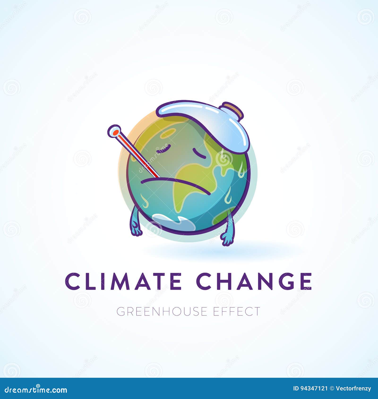 Illustration of a Sad Earth Character with a Fever Stock Vector ...