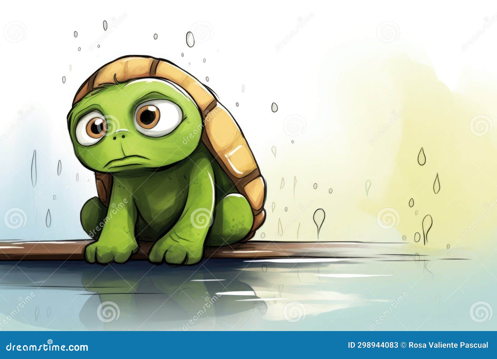 Illustration of Sad Turtle in the Rain Stock Illustration ...