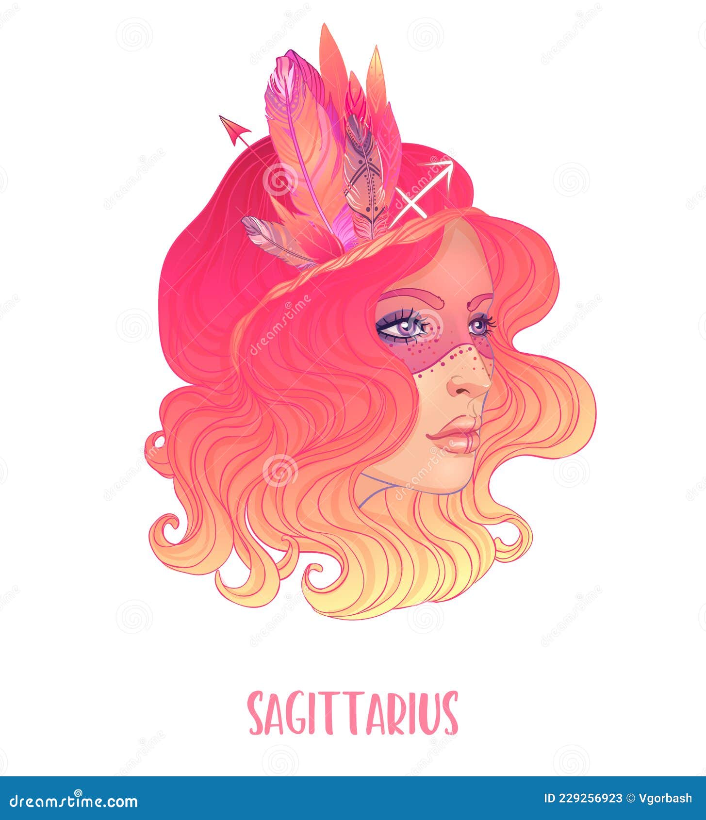 Illustration Of Sagittarius Astrological Sign As A Beautiful Girl