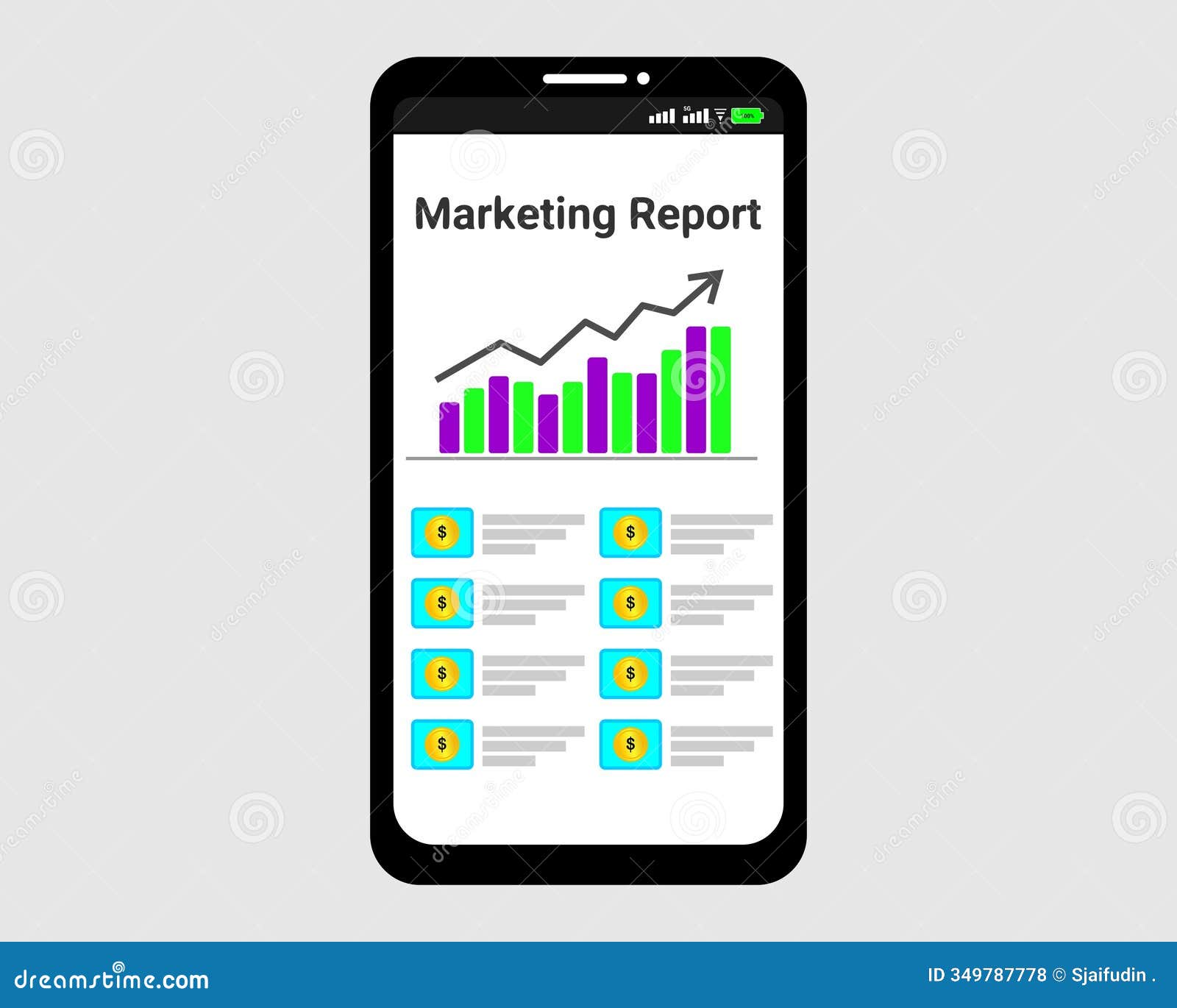 Illustration of Sales Report on Smartphone Device Stock Vector ...