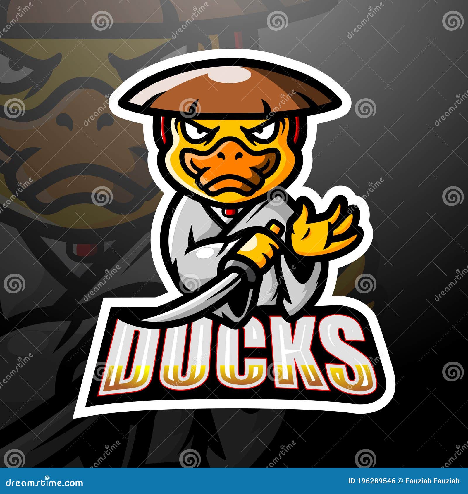 Samurai Duck Mascot Esport Logo Design Stock Vector - Illustration of ...