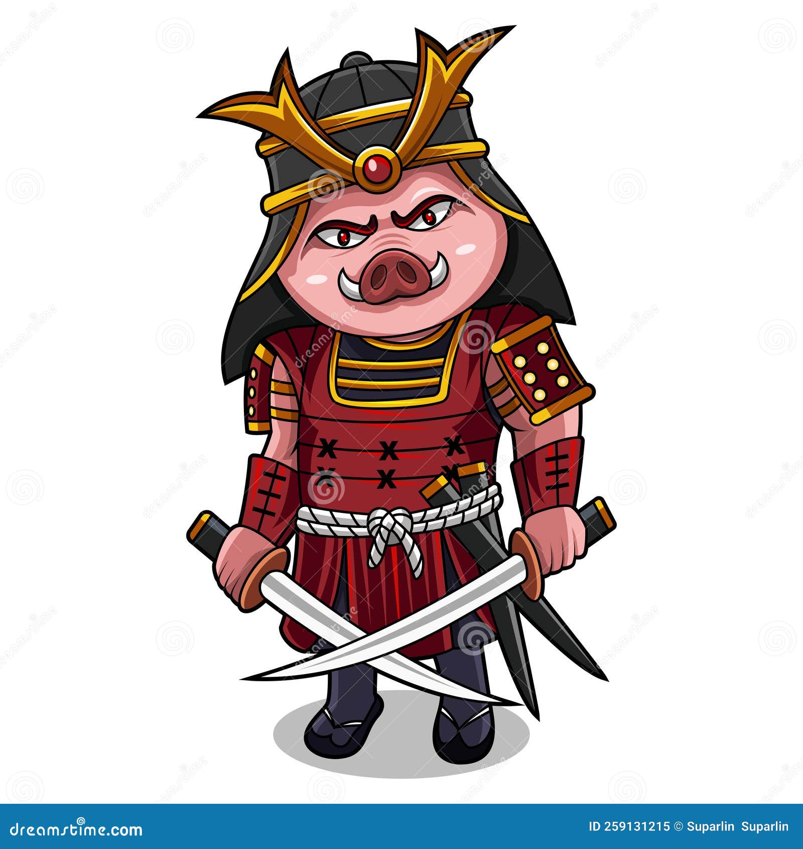Samurai Pig Mascot Logo Design Stock Vector - Illustration of animal ...