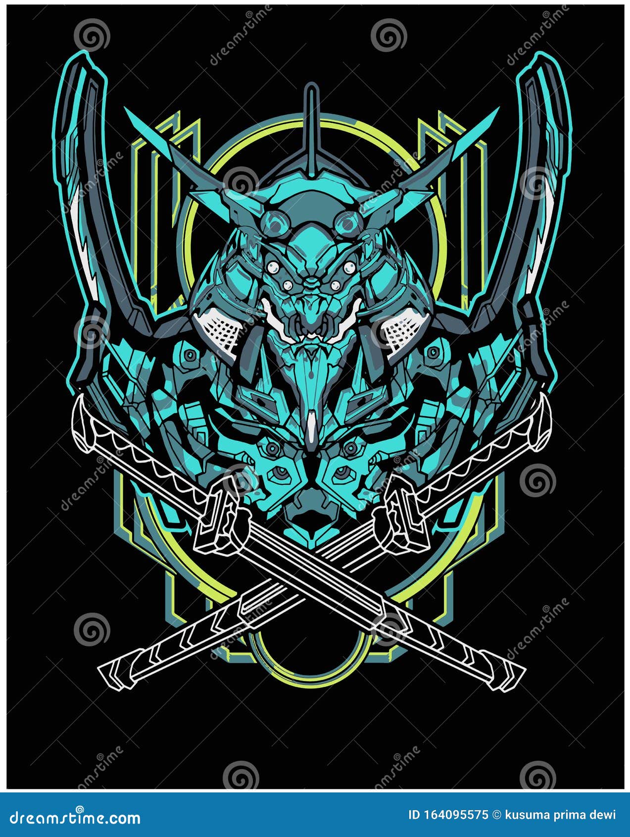 Illustration of Samurai Robot Warrior Sacred Geometry Stock ...