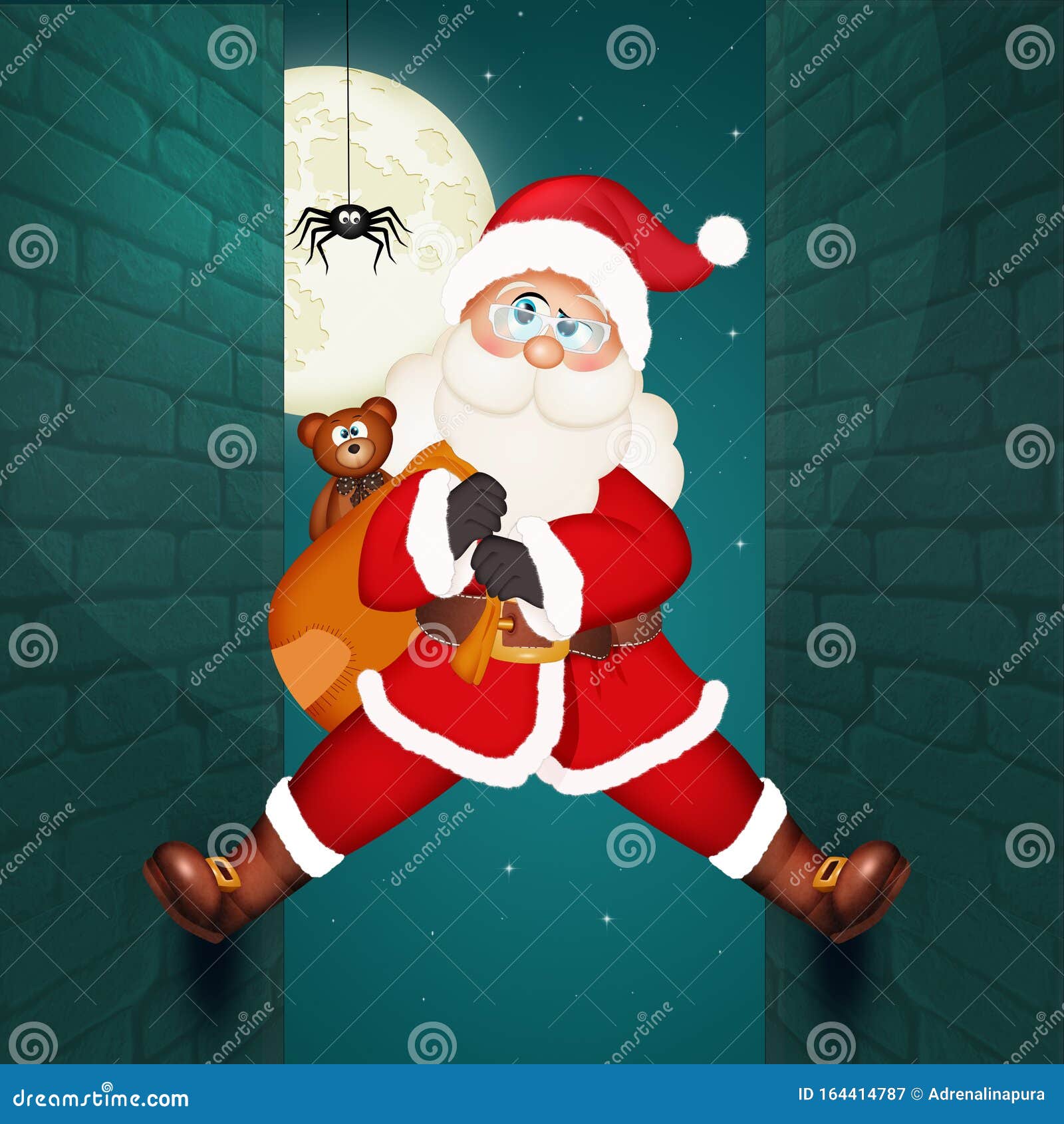 Santa Claus Climbing on the Homes Wall Stock Illustration ...
