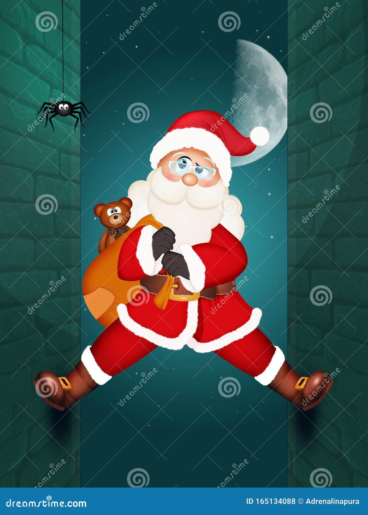 Santa Claus Climbing on the Homes Wall Stock Illustration ...
