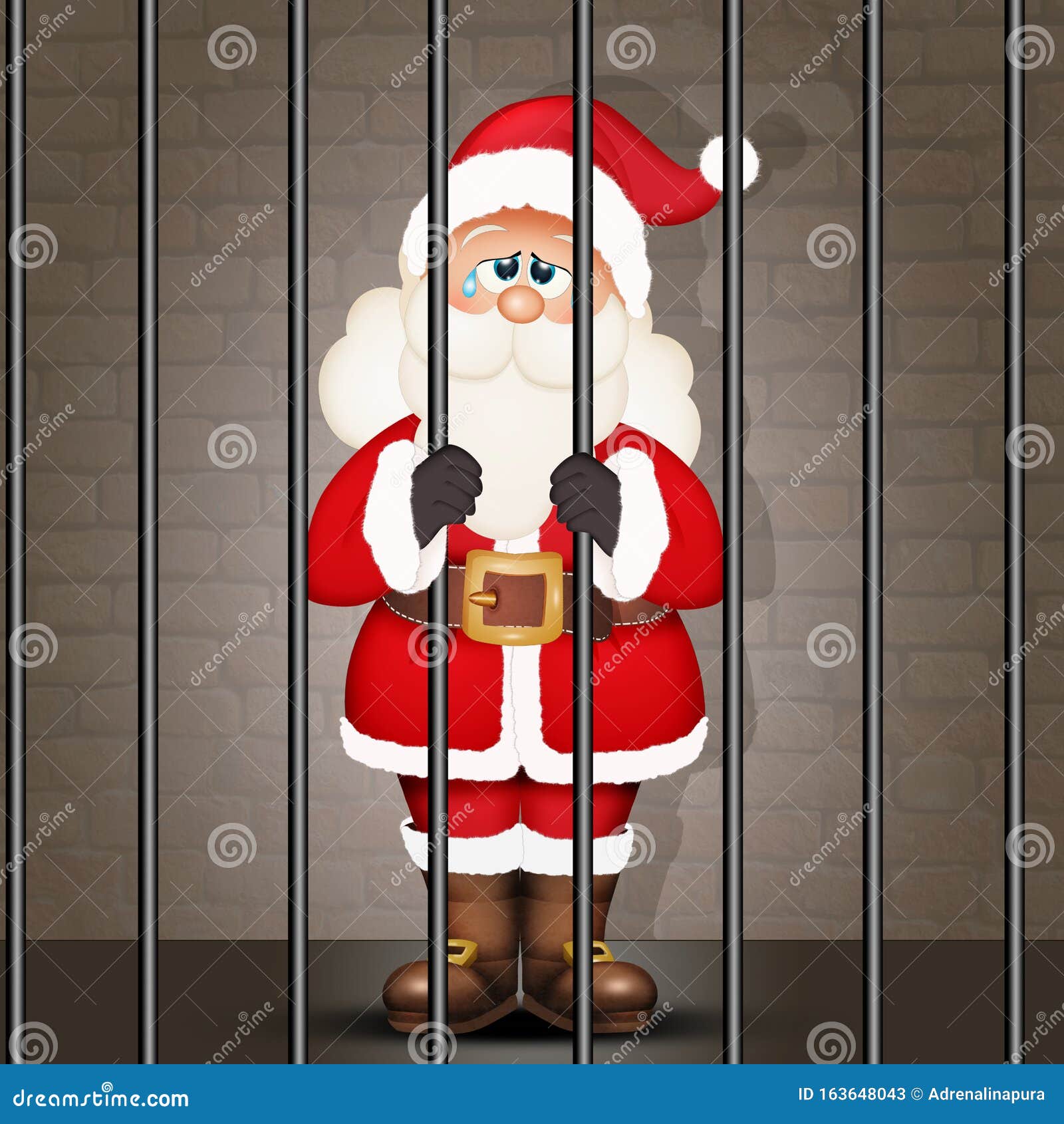 Santa Claus in prison stock illustration. Illustration of postcard ...