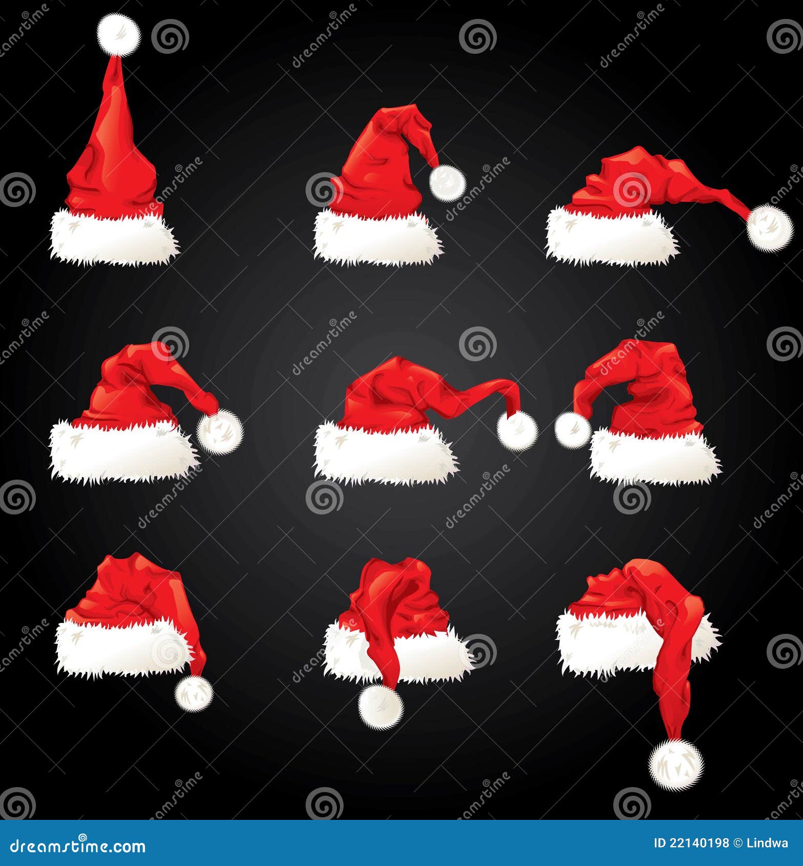 Illustration of Santa Hat Set Stock Illustration - Illustration of ...