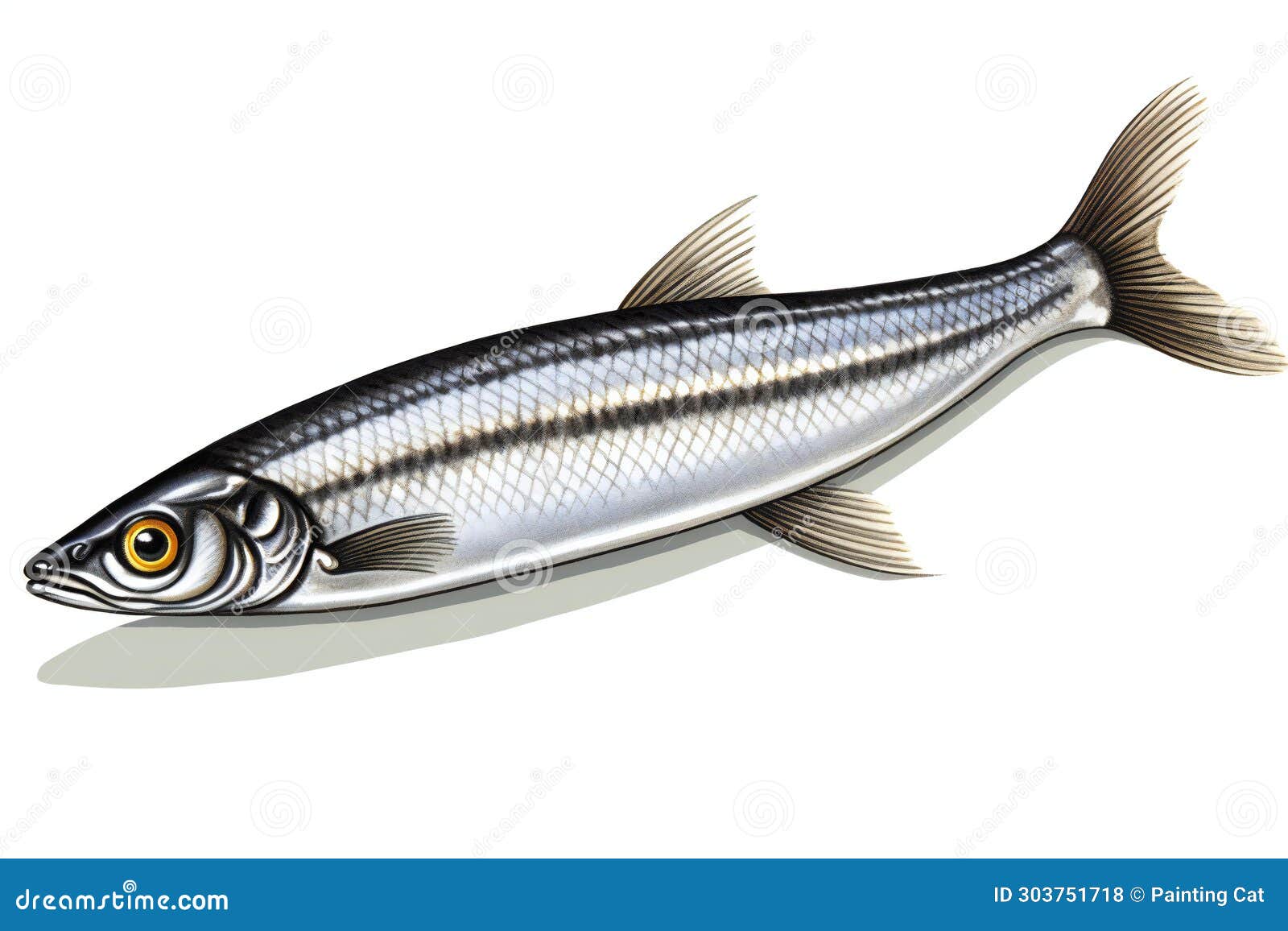 Illustration of a Sardine Fish Isolated on a White Background Stock ...