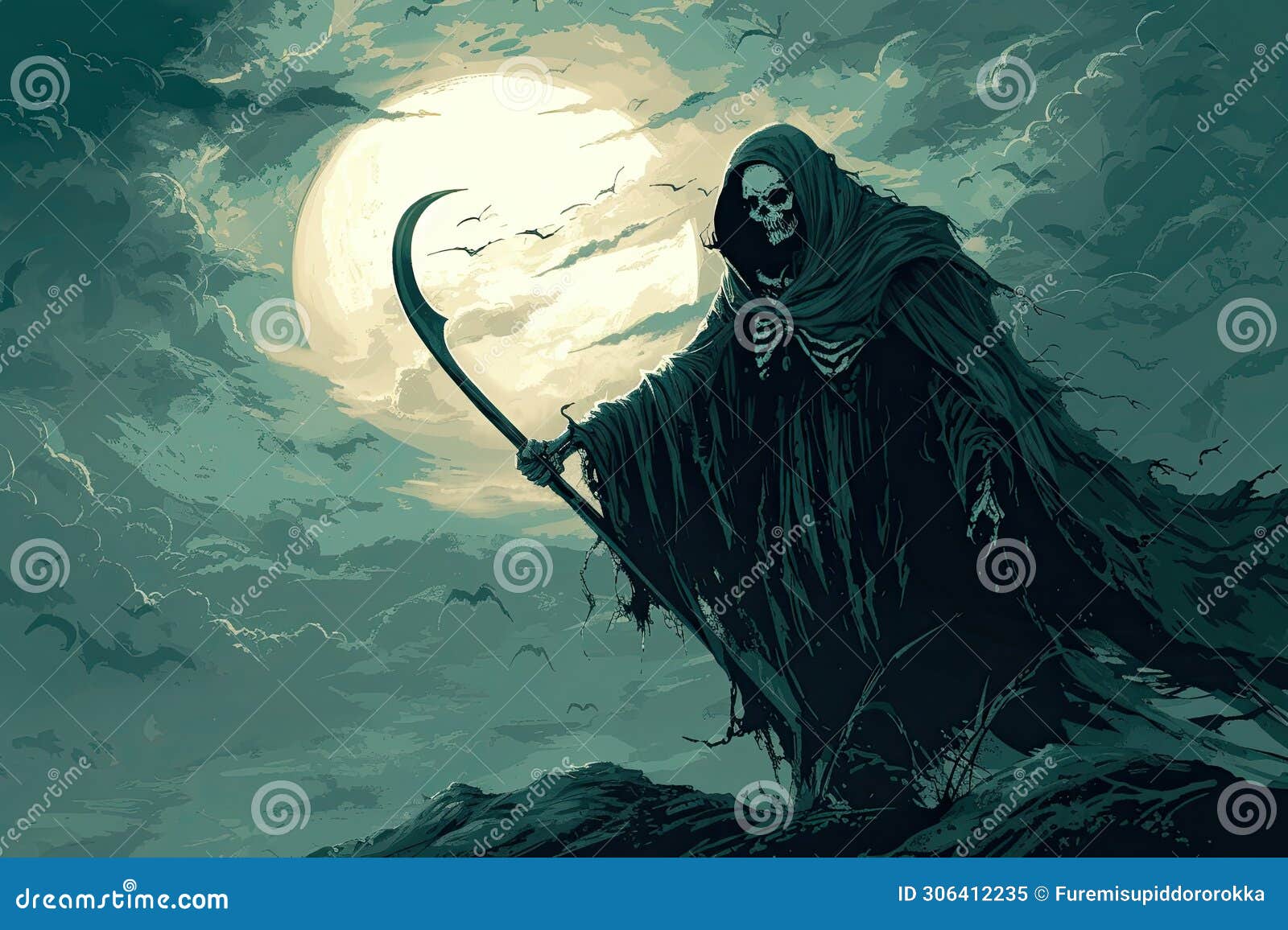 Illustration of a Scary Grim Reaper Death Stock Illustration ...