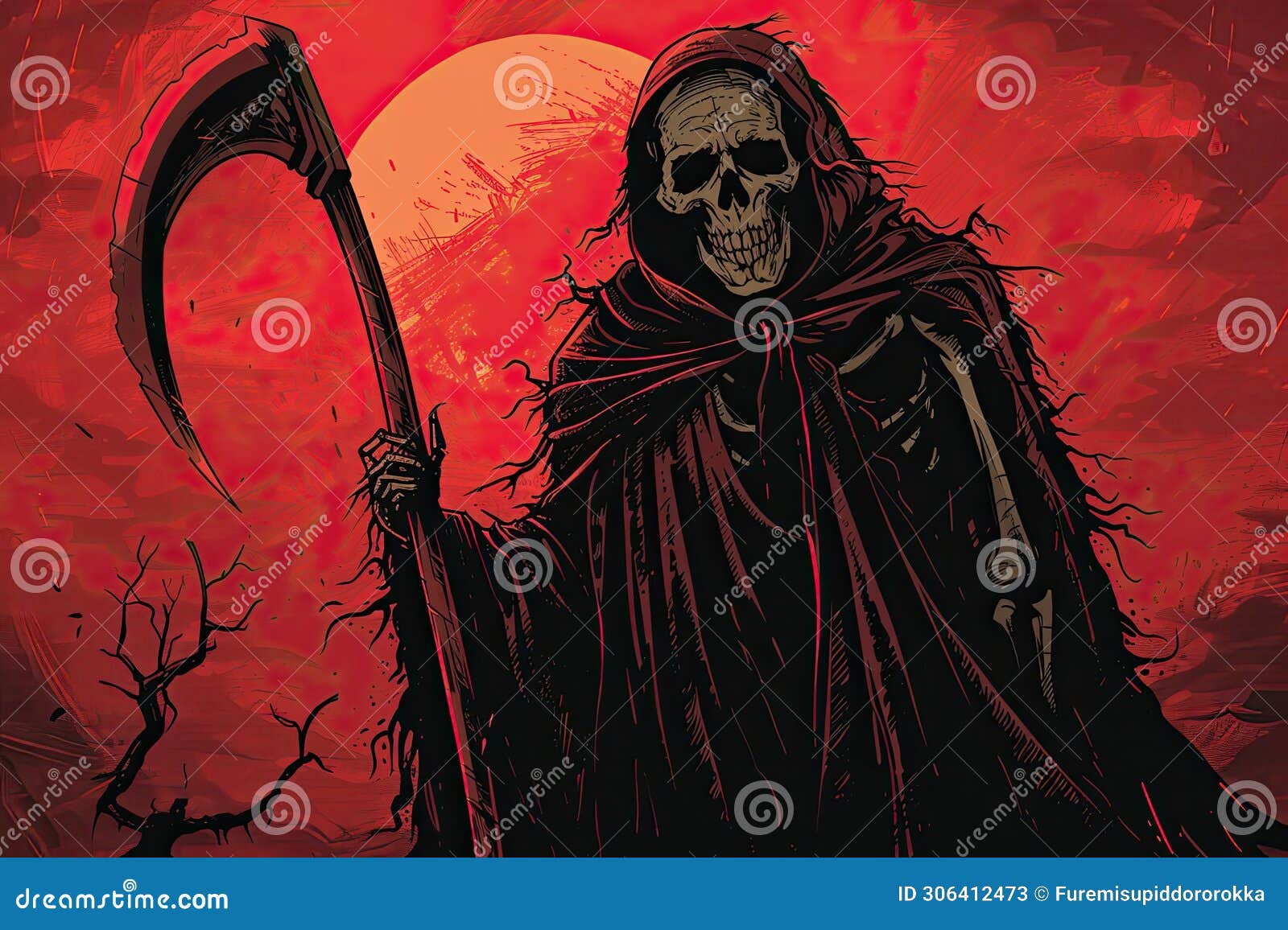 Illustration of a Scary Grim Reaper Death Stock Illustration ...