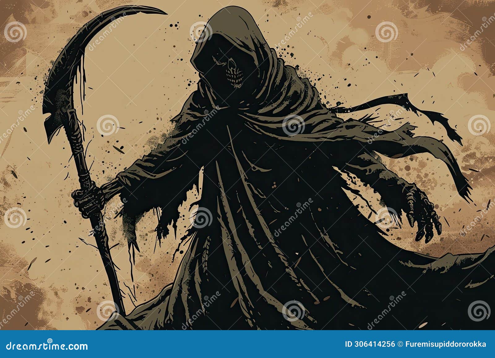 Illustration of a Scary Grim Reaper Death Stock Illustration ...