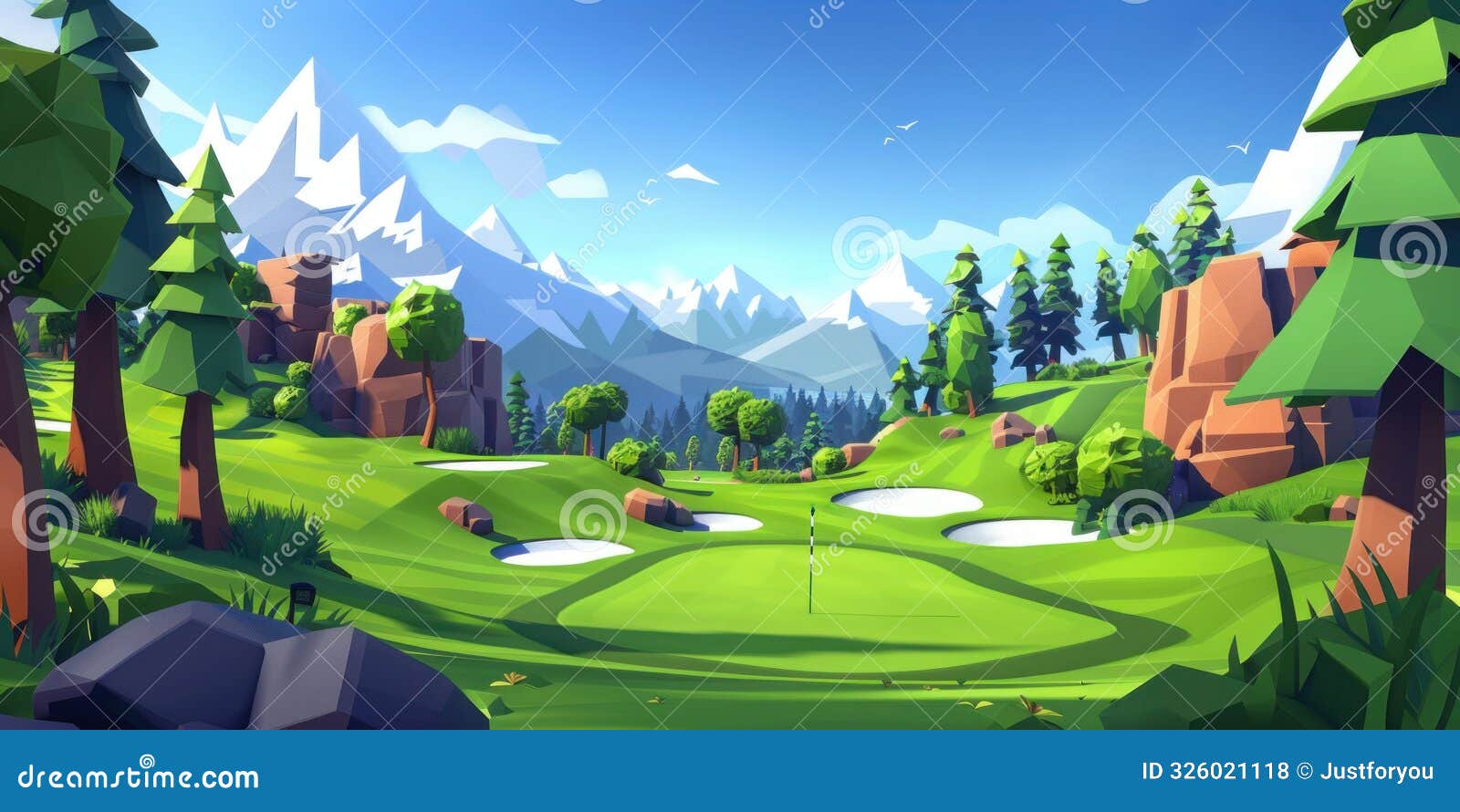 Illustration of a Scenic Golf Course in Mountains. Generative Ai Stock ...