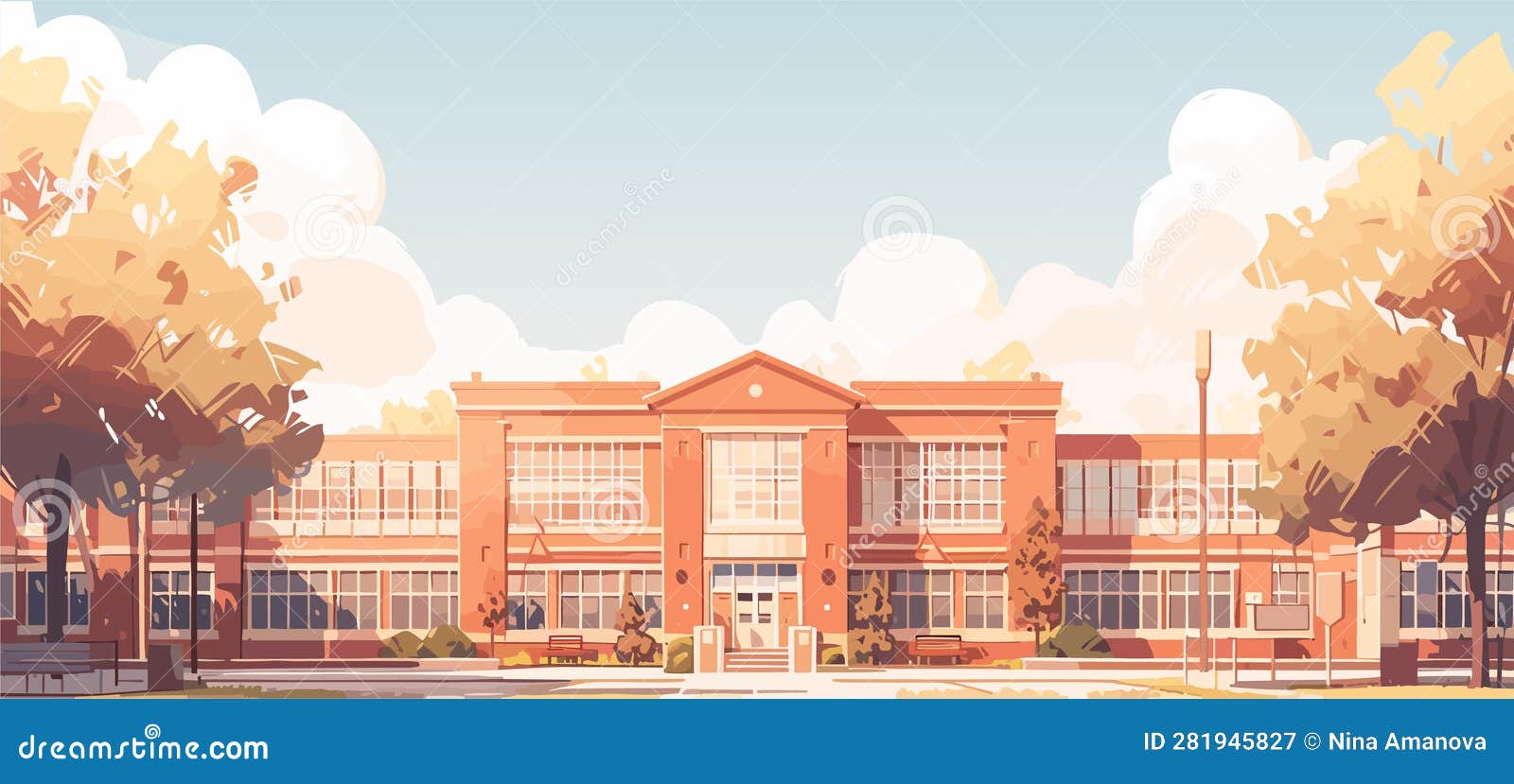 Illustration of School Building Stock Vector - Illustration of modern ...