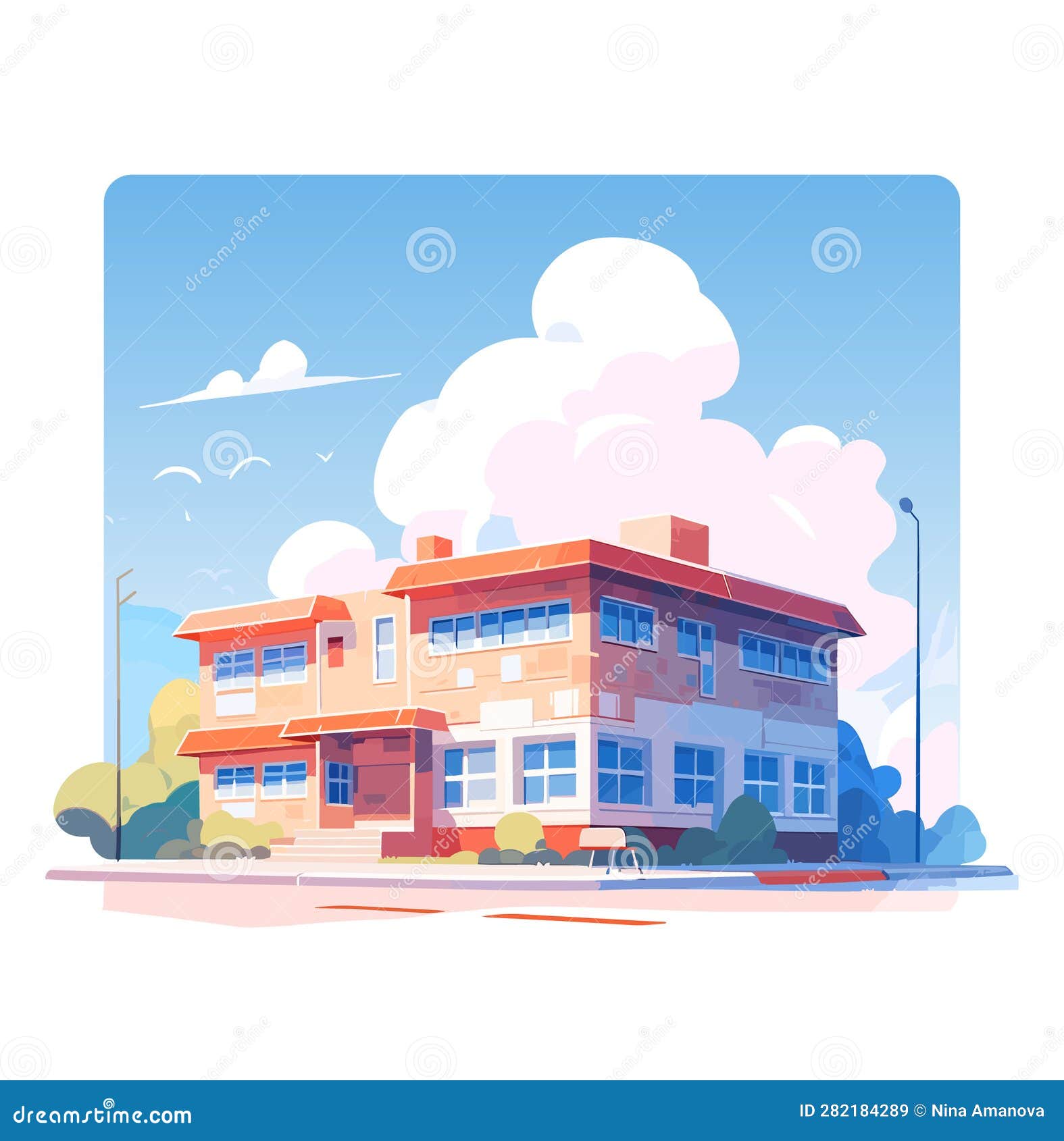 Illustration of School Building Stock Vector - Illustration of front ...