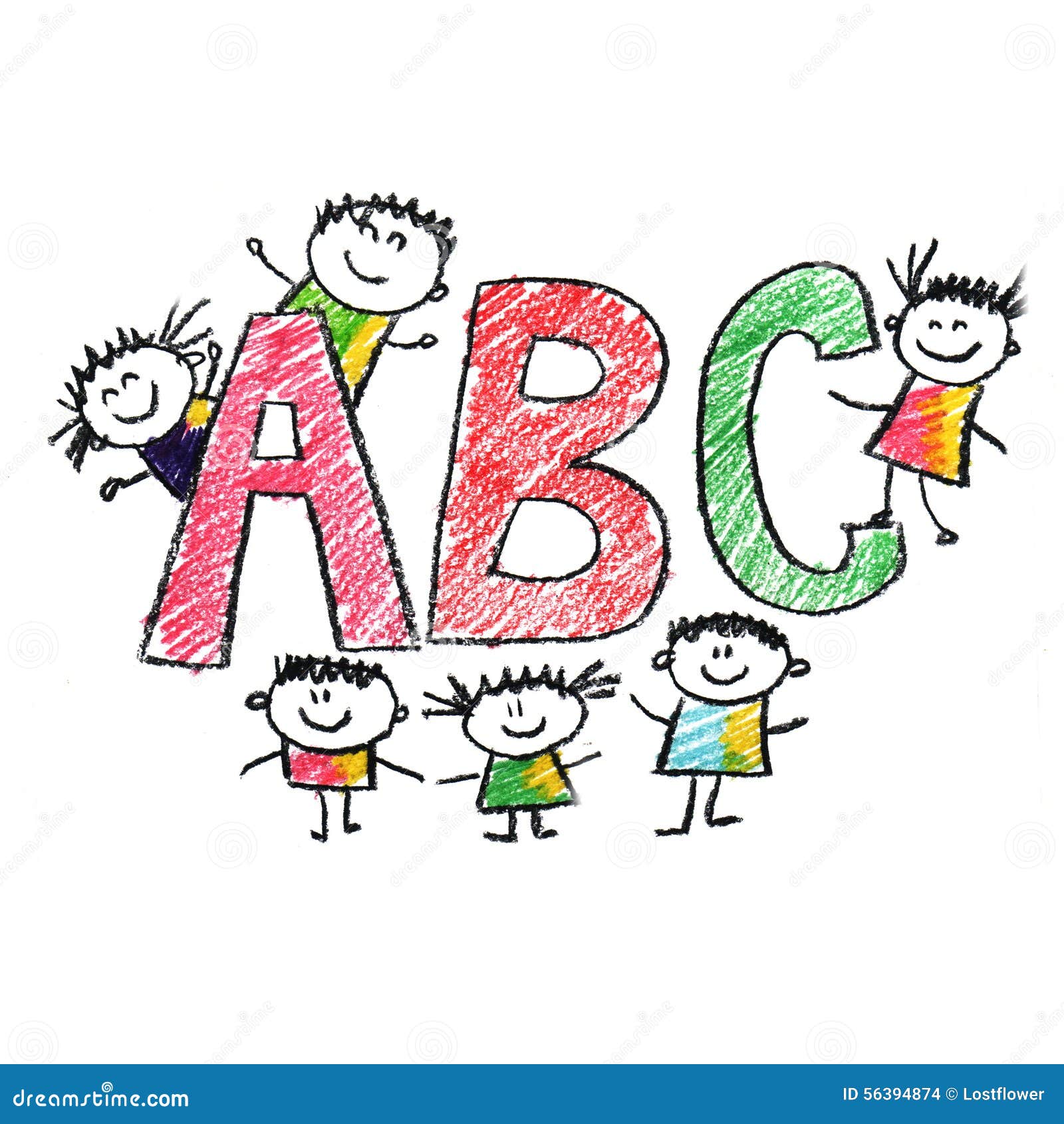 Illustration of School Kids with Alphabet Stock Illustration ...