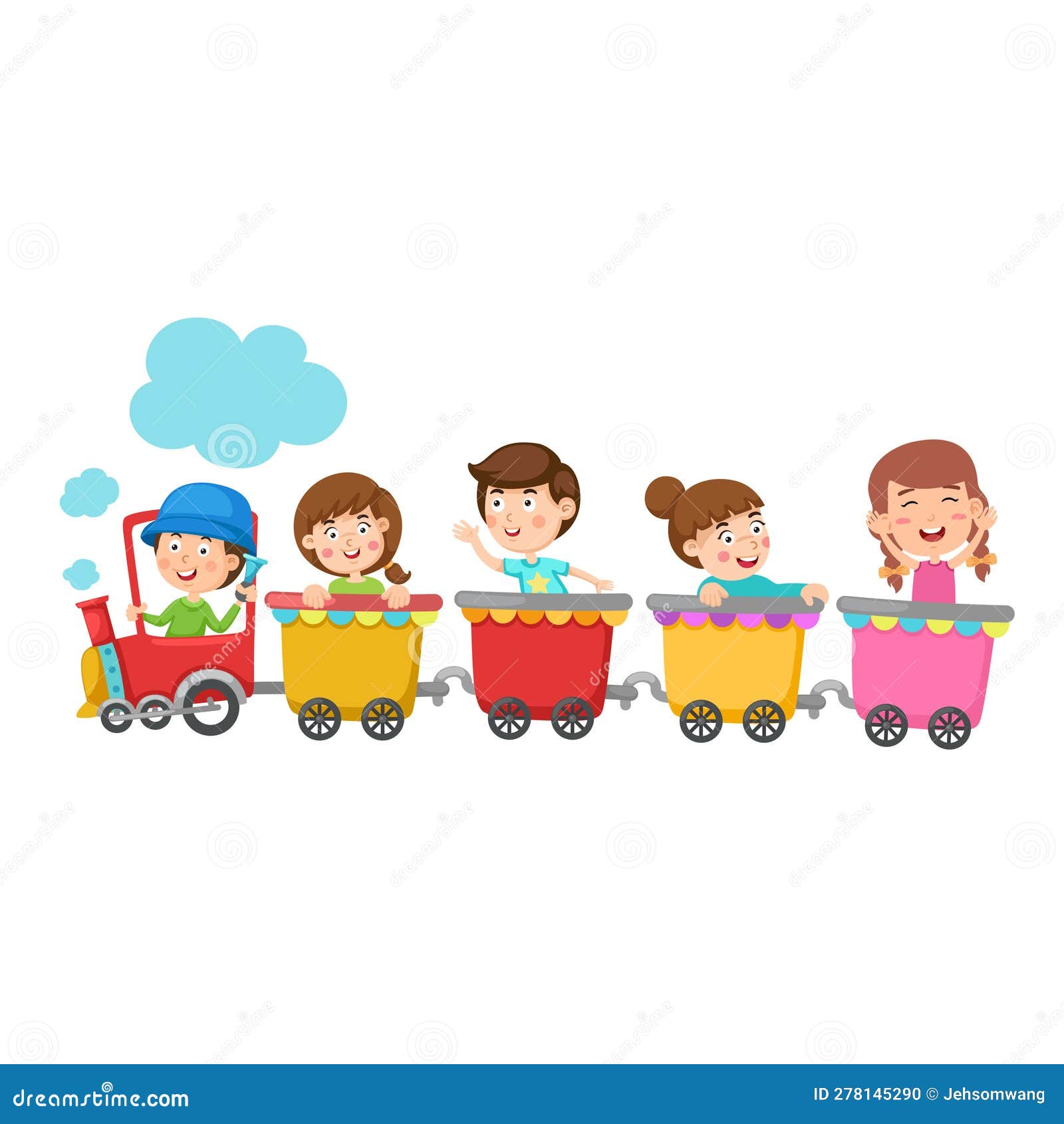 Illustration of School Kids Riding Train Transportation Education Stock ...