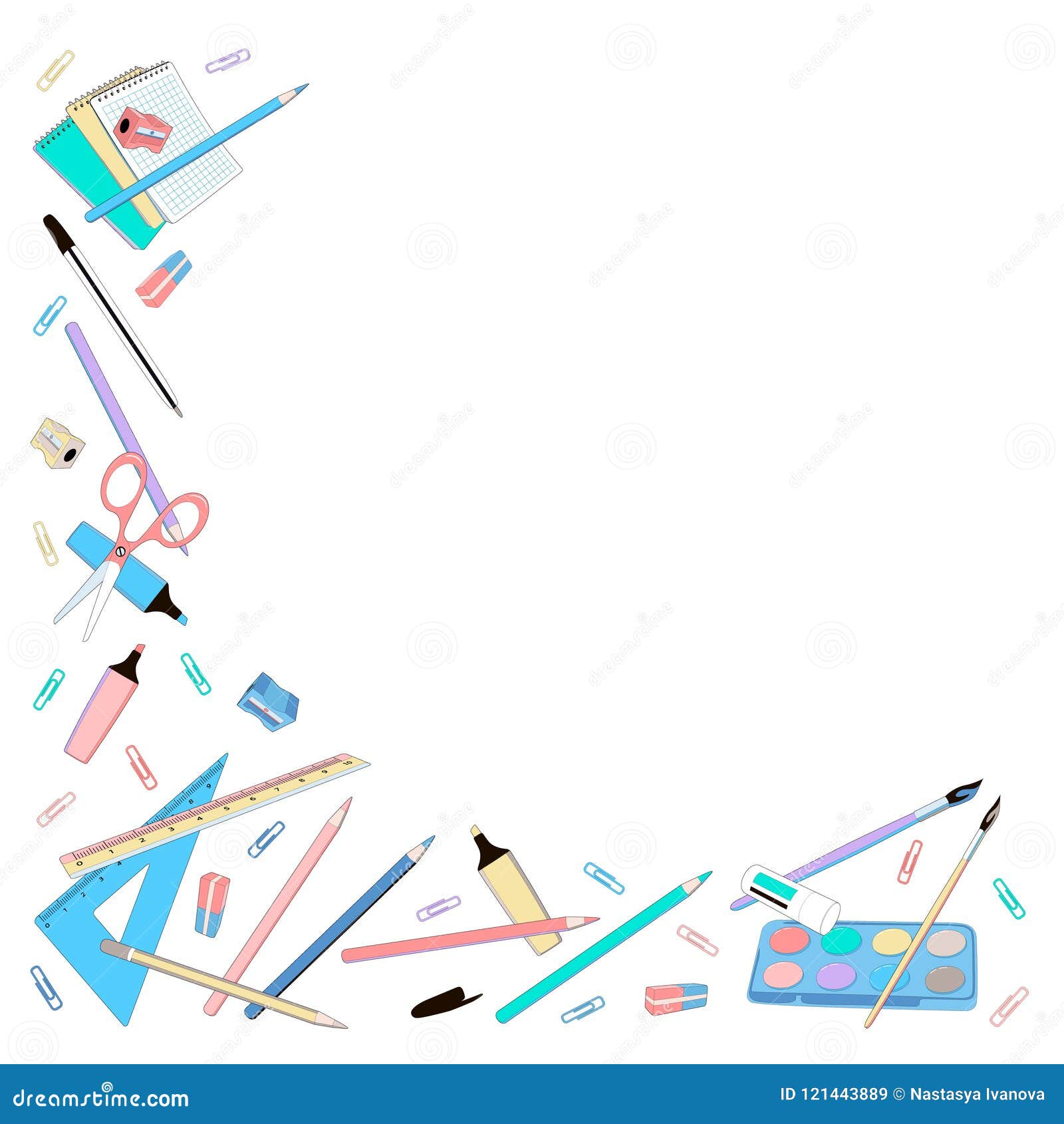 School supplies frame stock vector. Illustration of learning - 121443889