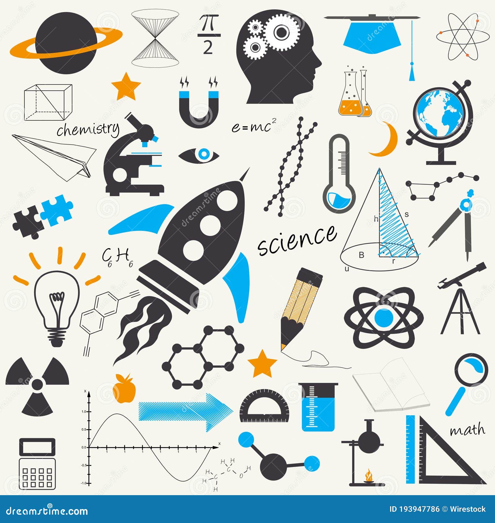 Illustration of Science-related Symbols on a White Background Stock ...