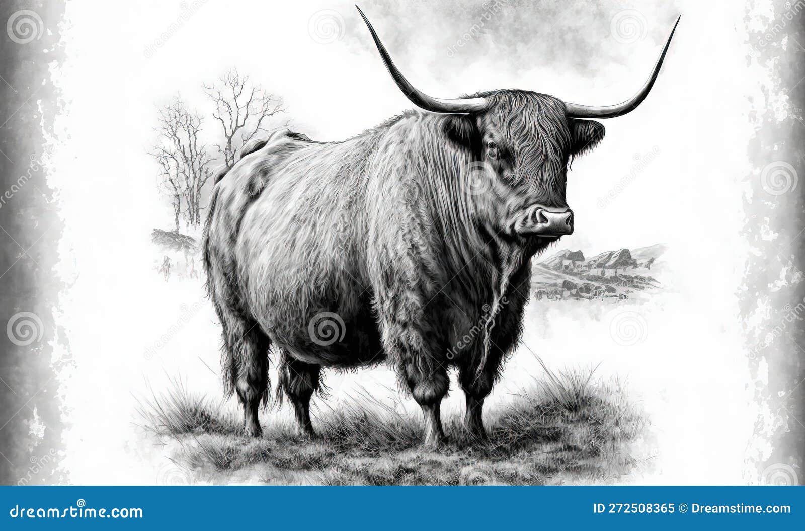 Illustration of a Scottish Red Bull Drawing Stock Illustration ...